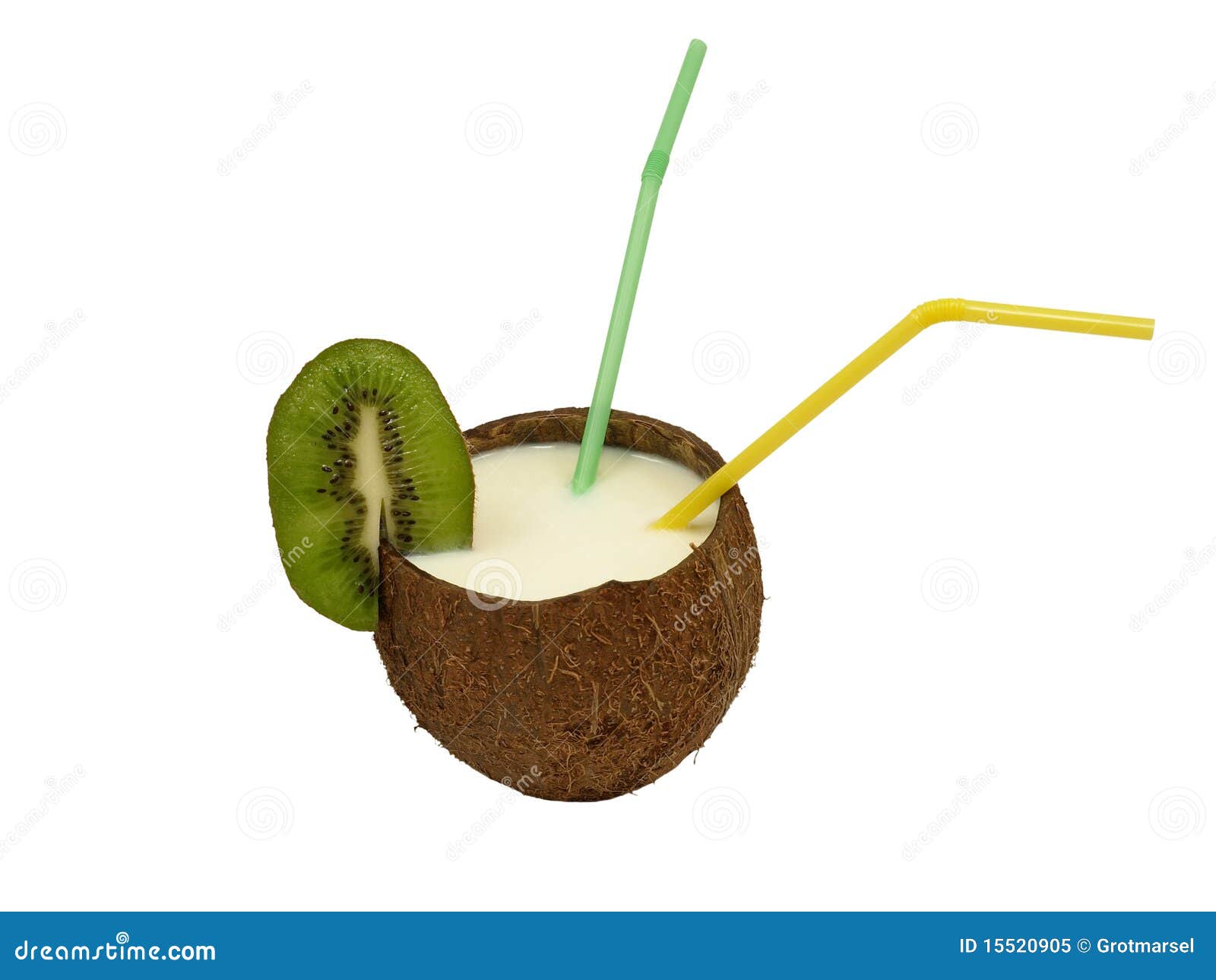Coconut with a Cocktail Straws. Stock Image - Image of coconut, milk ...