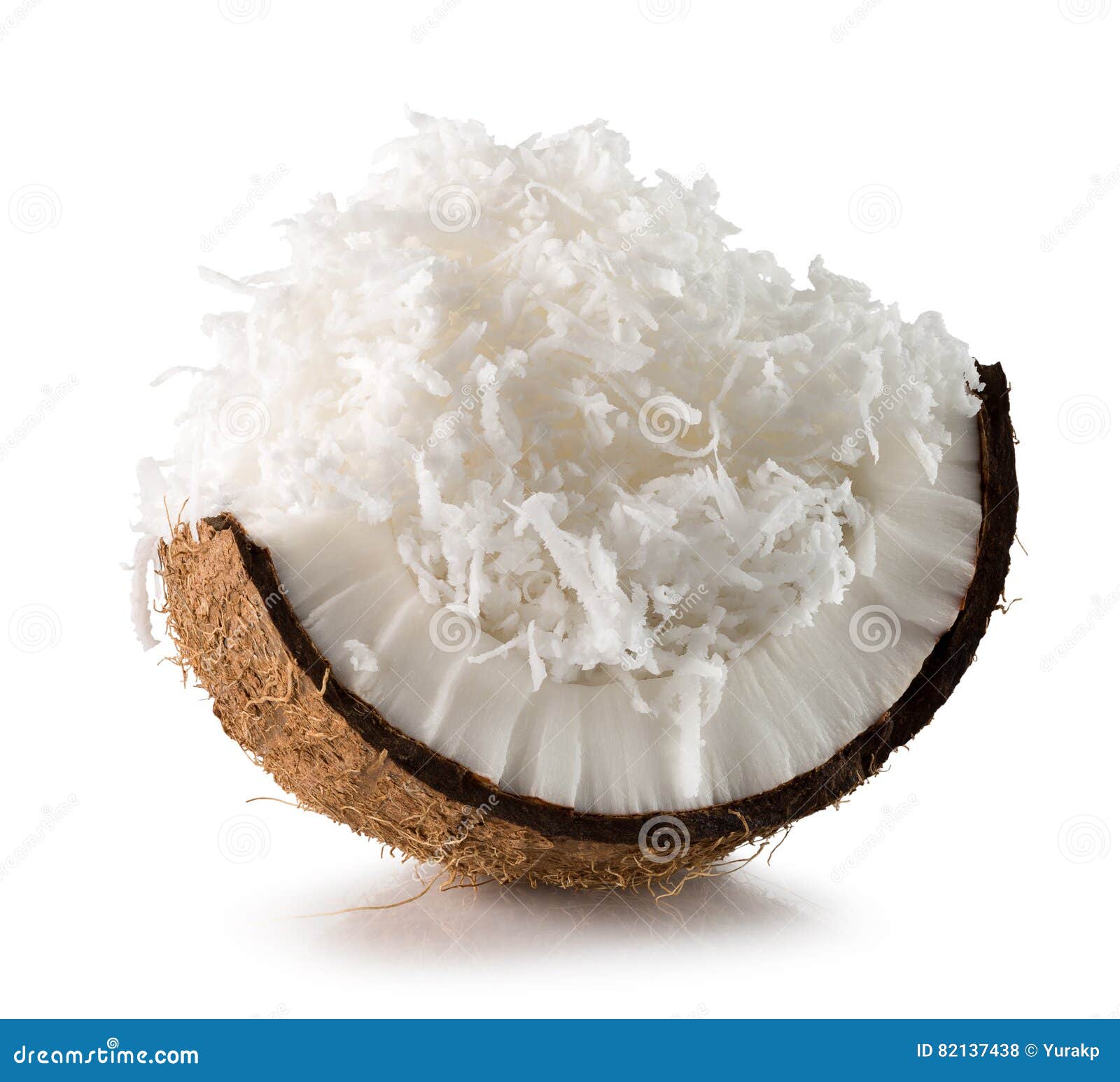 Coconut with Coconut Flakes Isolated on the White Background Stock ...