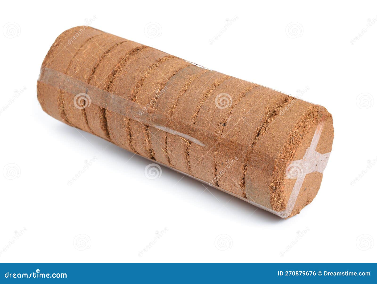 Coconut Coir Substrate. Pressed Briquette Isolated on White Background ...