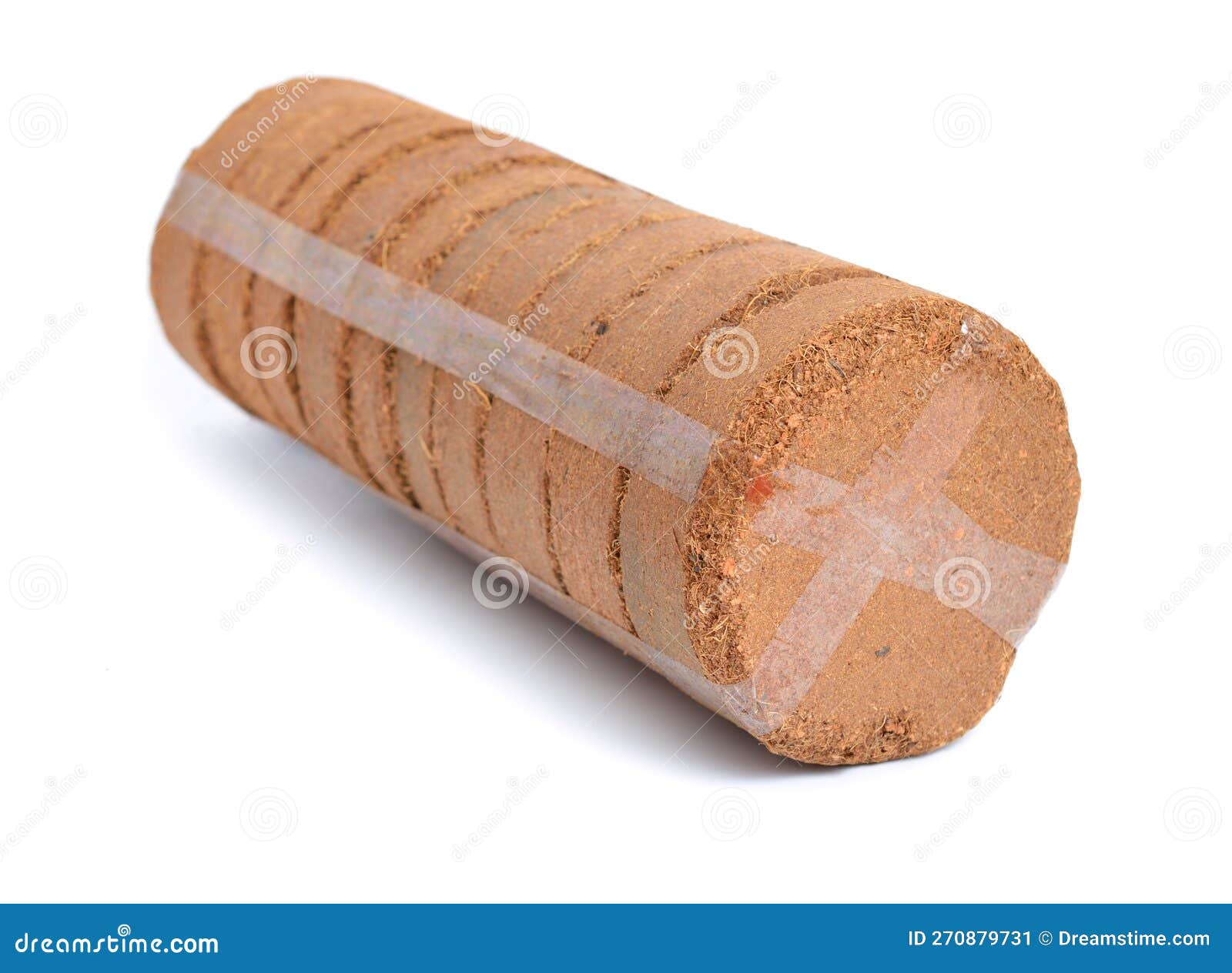 Coconut Coir Substrate. Pressed Briquette Isolated on White Background ...
