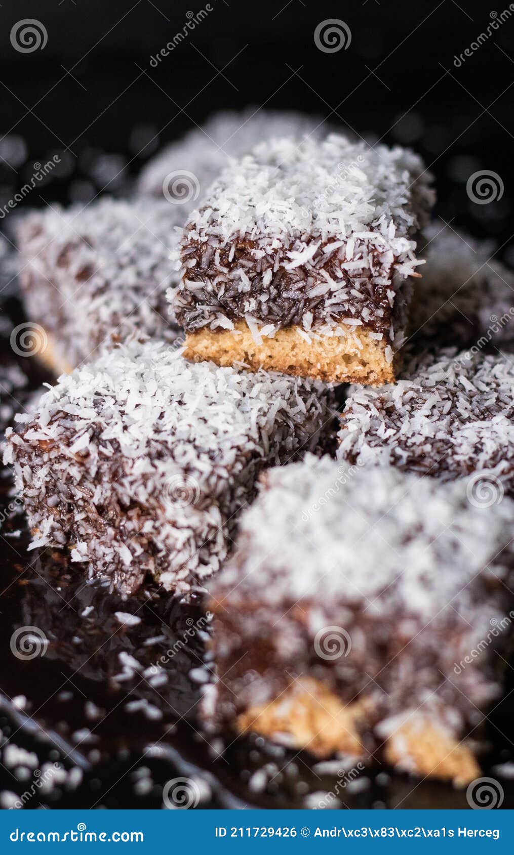 Coconut Cube Sweets with Chocolate Stock Photo - Image of food, cube ...