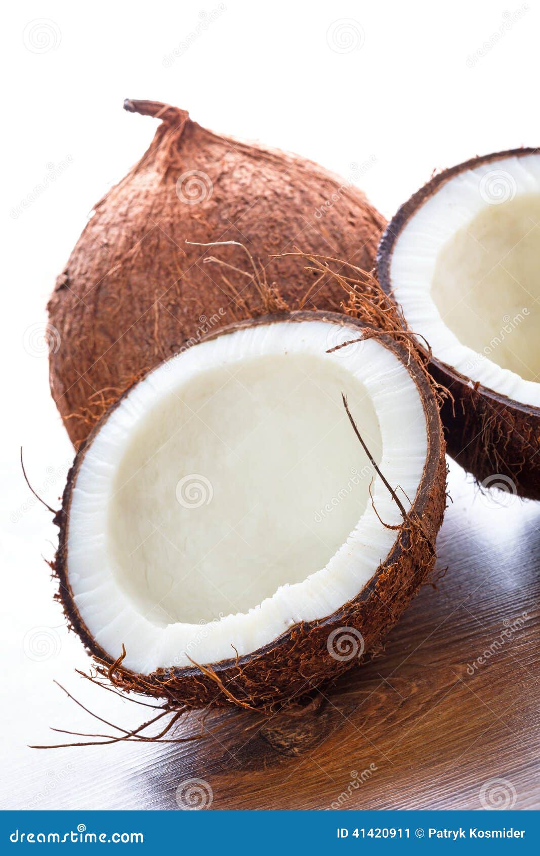 Coconut cut in half stock image. Image of fruit, open - 41420911