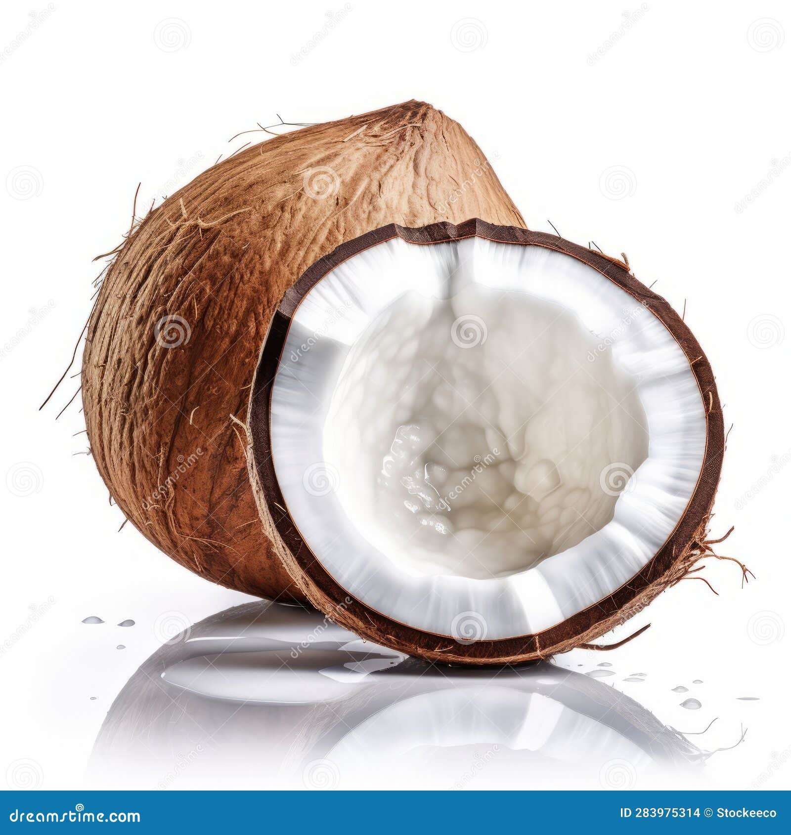 Organic Coconut on White Background - Fluid and Nature-inspired Imagery ...