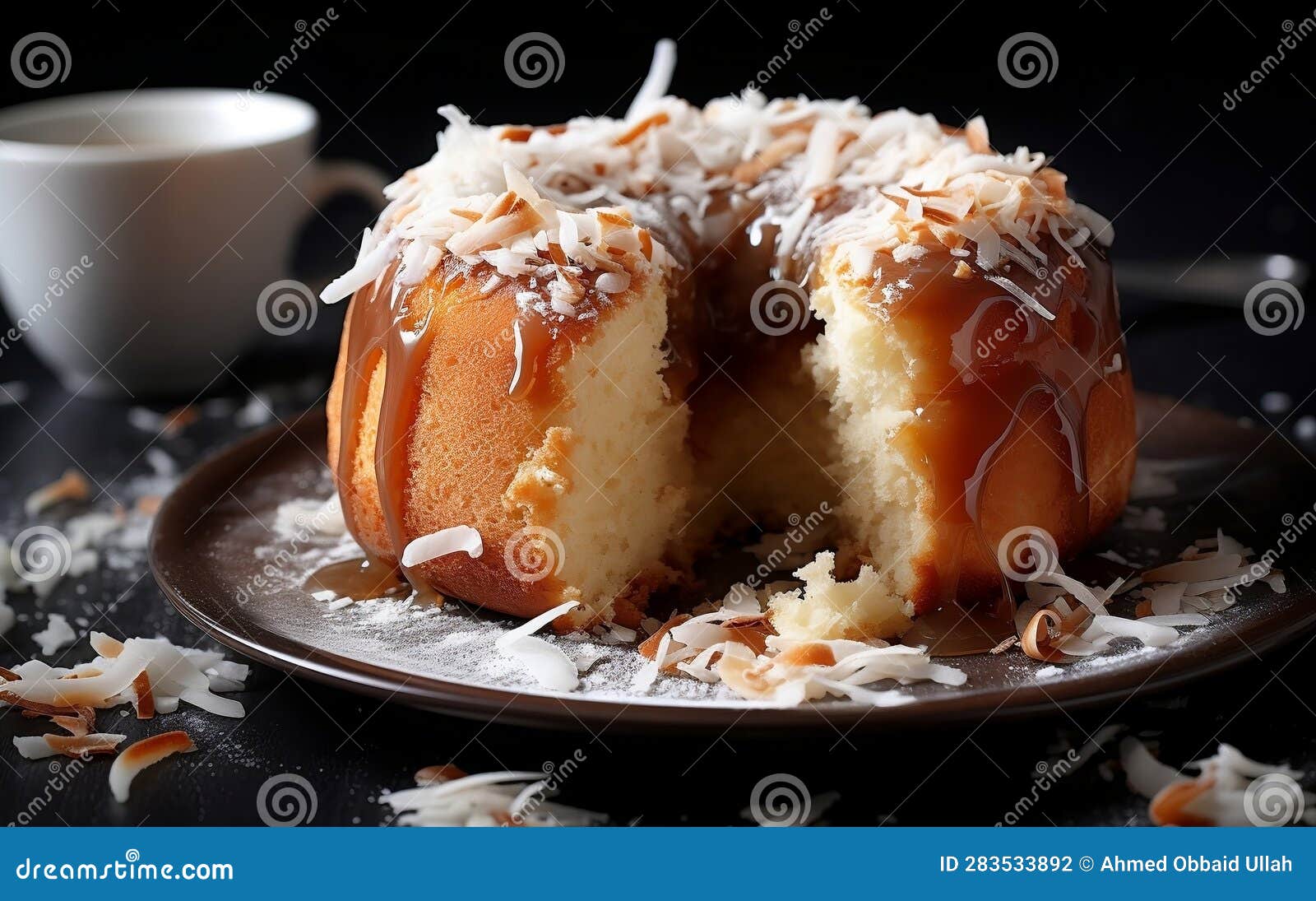 Coconut Delight Coconut Cake Topped with Flakes of Coconut. Generative ...
