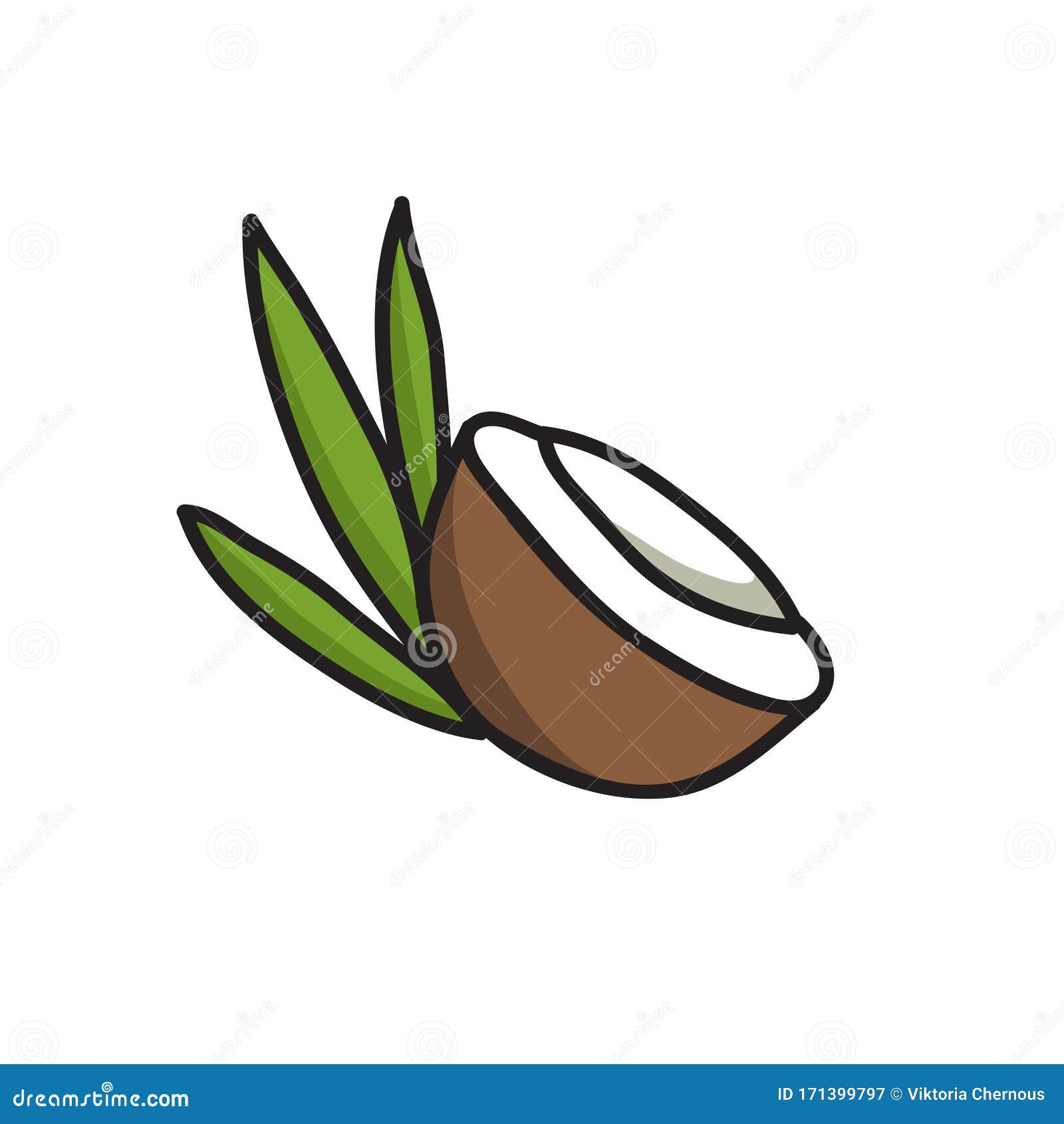 Coconut Doodle Icon, Vector Illustration Stock Illustration ...