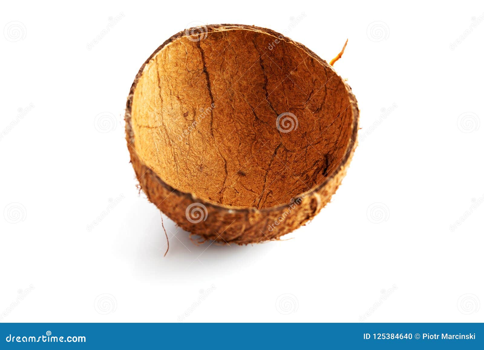 Coconut Empty Shell With Shadow Top View Isolated On White Stock Photo ...