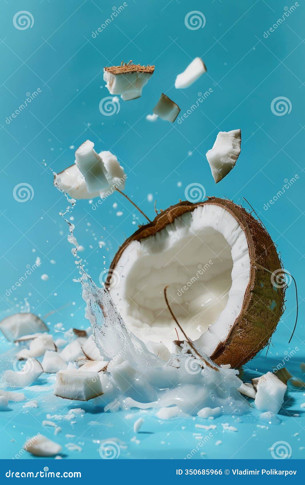 A Coconut Falling into the Water, Suitable for Tropical and Refreshing ...
