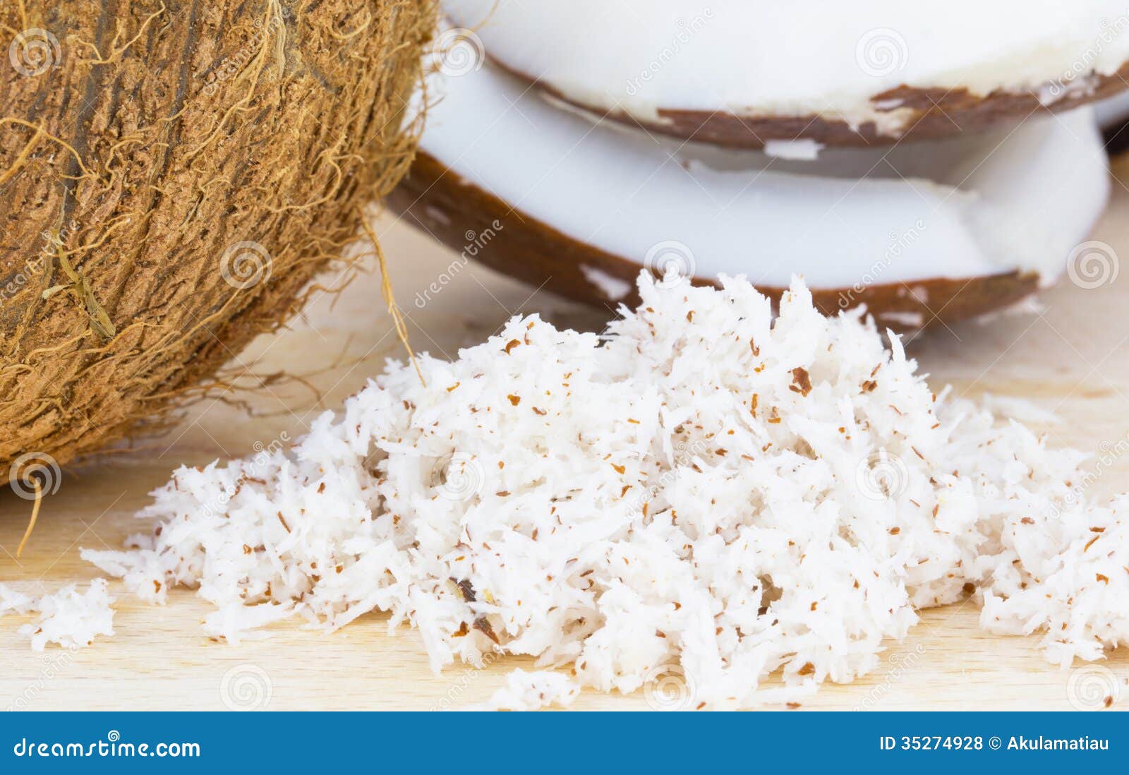 Coconut Flesh and Grated Coconut Stock Photo - Image of food, natural ...