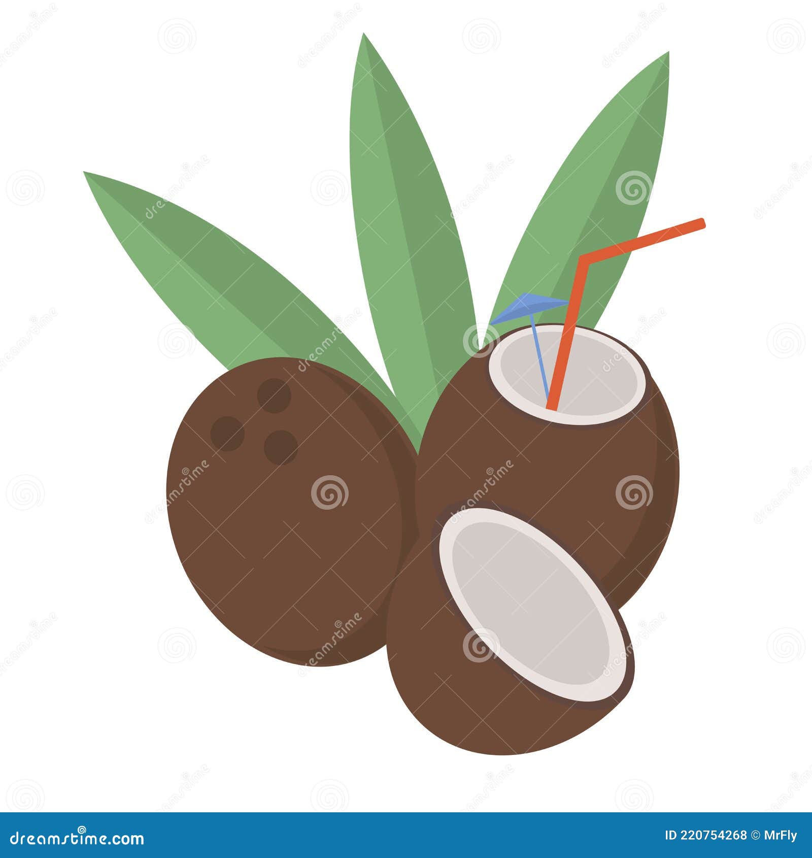 Coconut, Fruit, Animated Vector Illustration Stock Vector ...