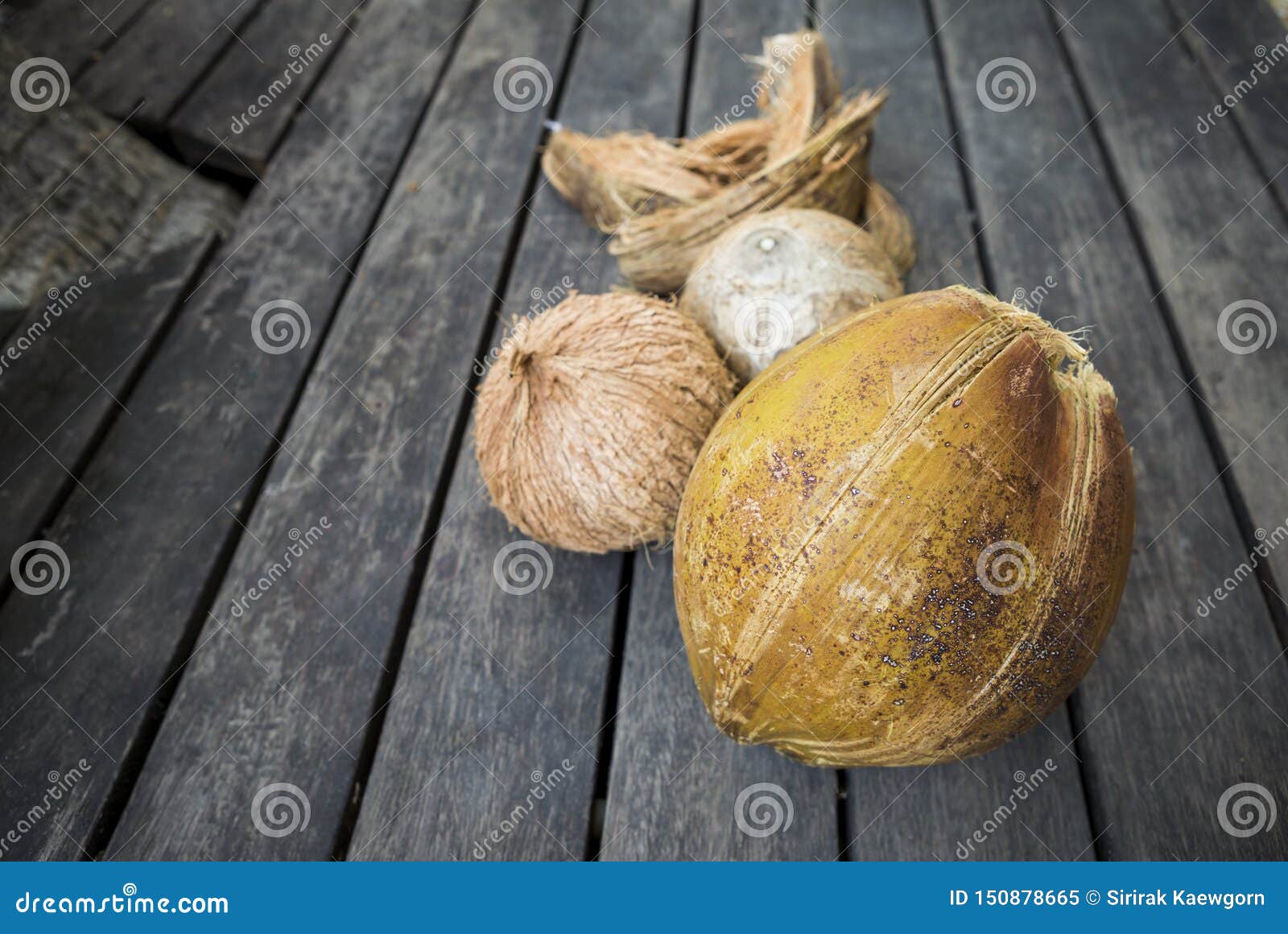 Coconut Fruit on Grey Wooden Floor Stock Image - Image of nature, tasty ...