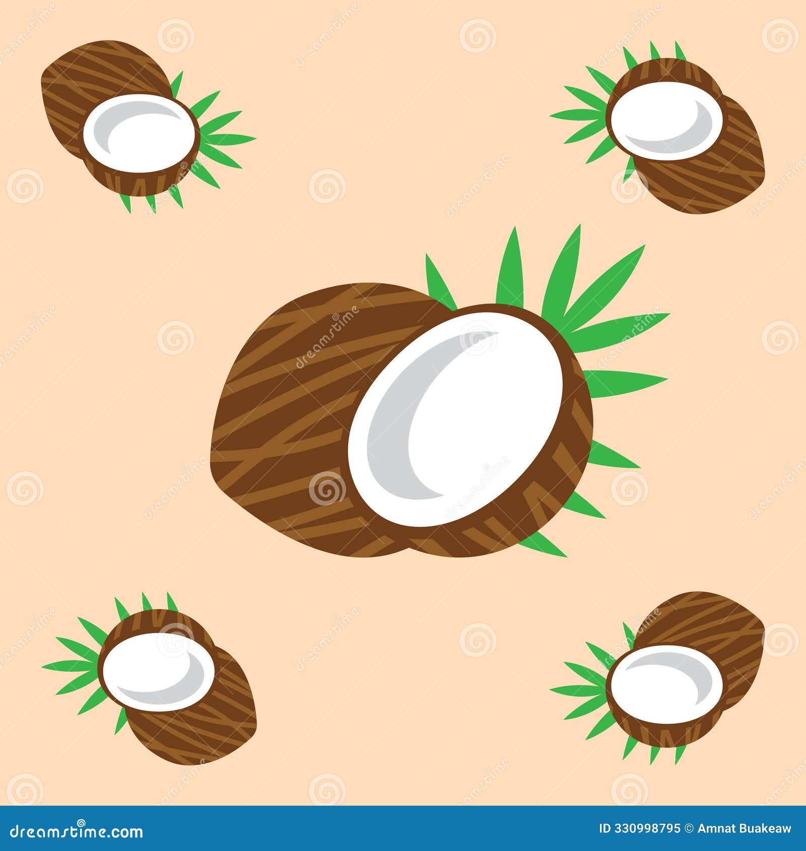 Coconut Fruit Seamless for Pattern Fabric, Simple Coconut Fruit Cute ...