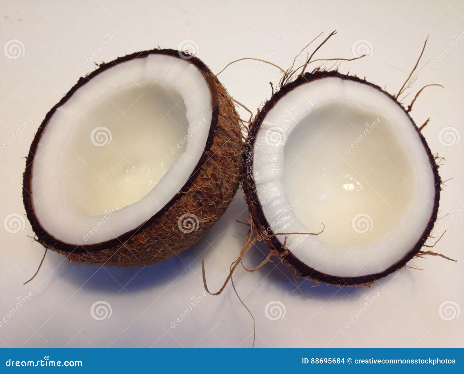 Coconut Fruit Sliced Into Two Picture. Image: 88695684