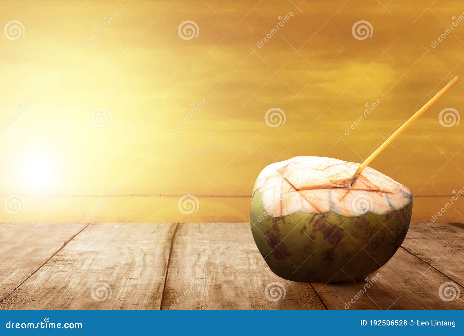 Coconut fruit on the table stock photo. Image of background - 192506528
