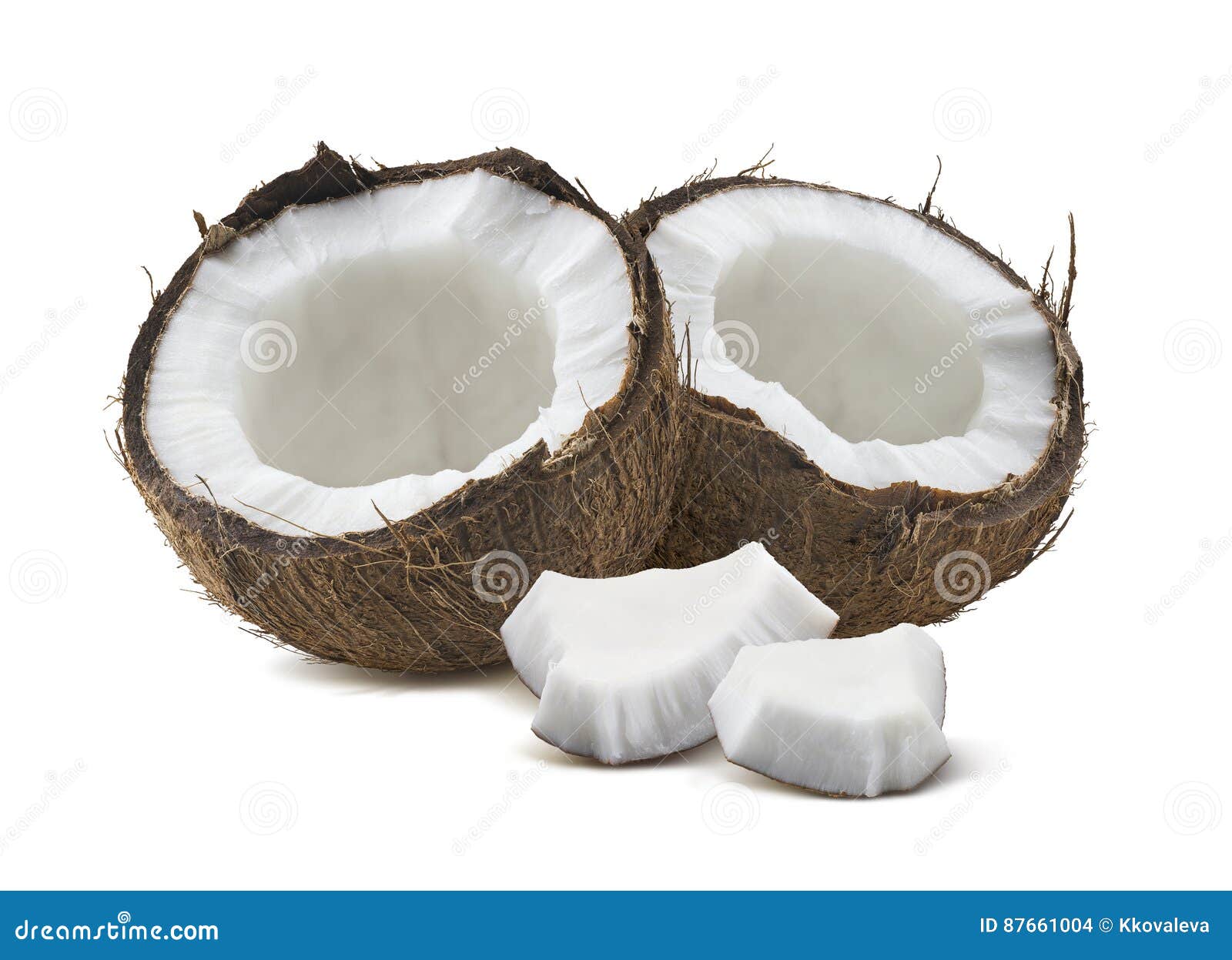 Coconut Half Pieces Isolated on White Background Stock Photo - Image of ...