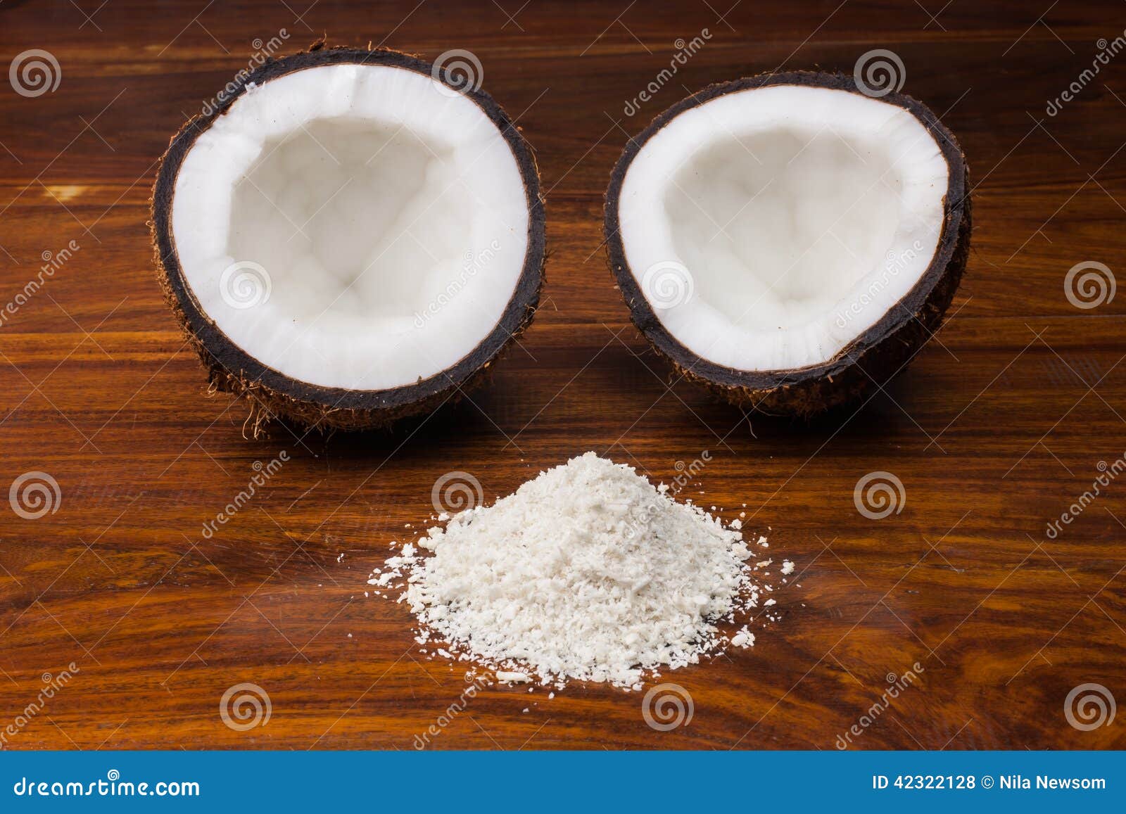 Coconut Halves and Shredded Coconut Stock Photo - Image of ingredient ...