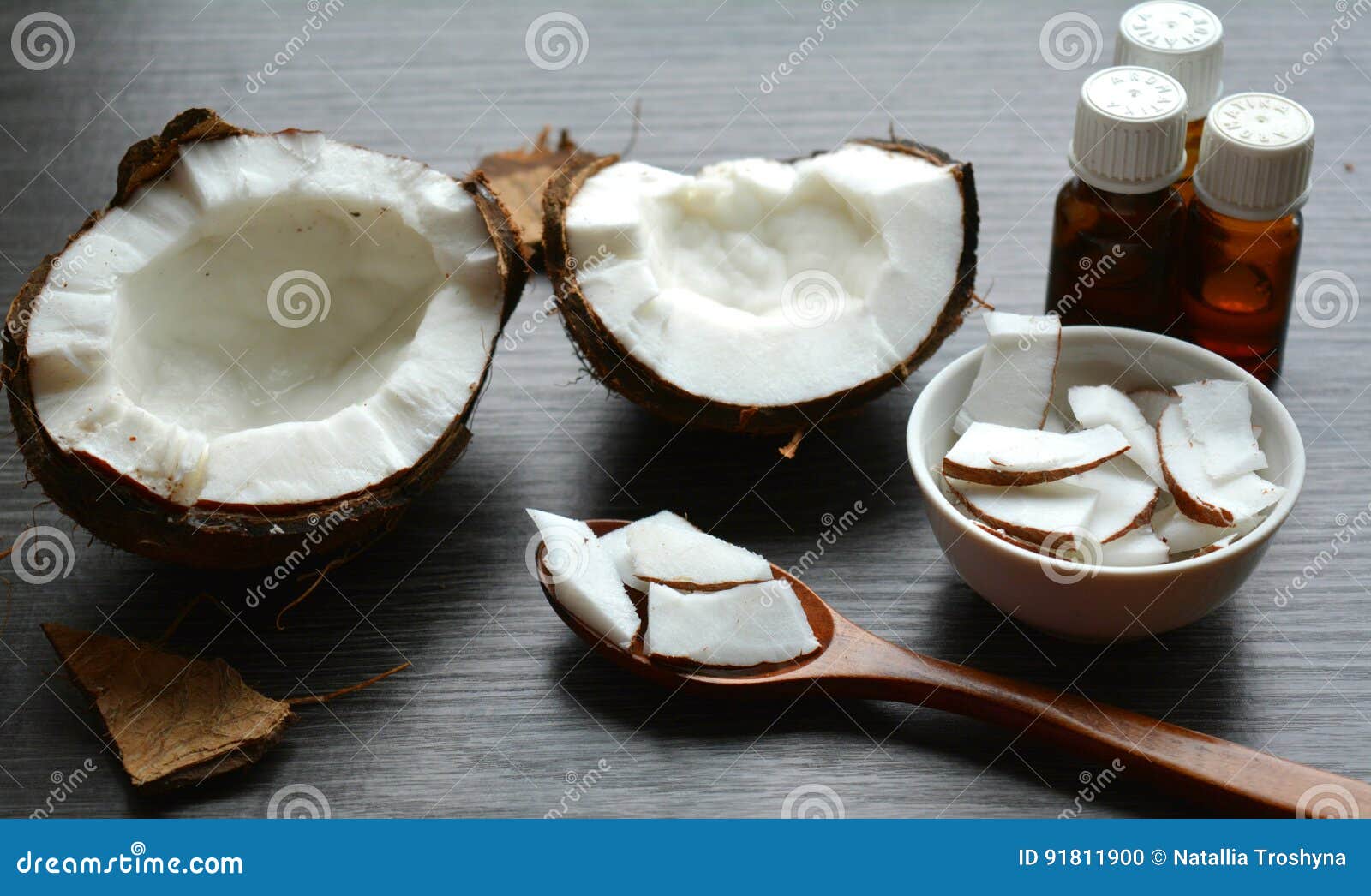 Coconut ingredient stock photo. Image of tasty, wooden - 91811900