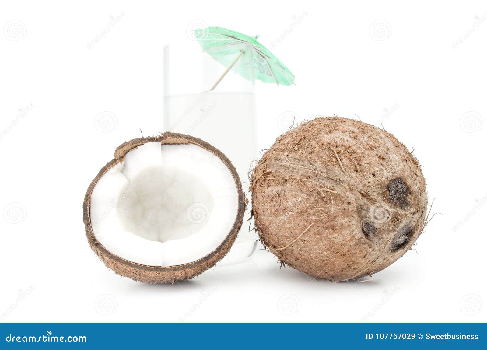Coconut Isolated on a White Cutout Stock Image - Image of break ...