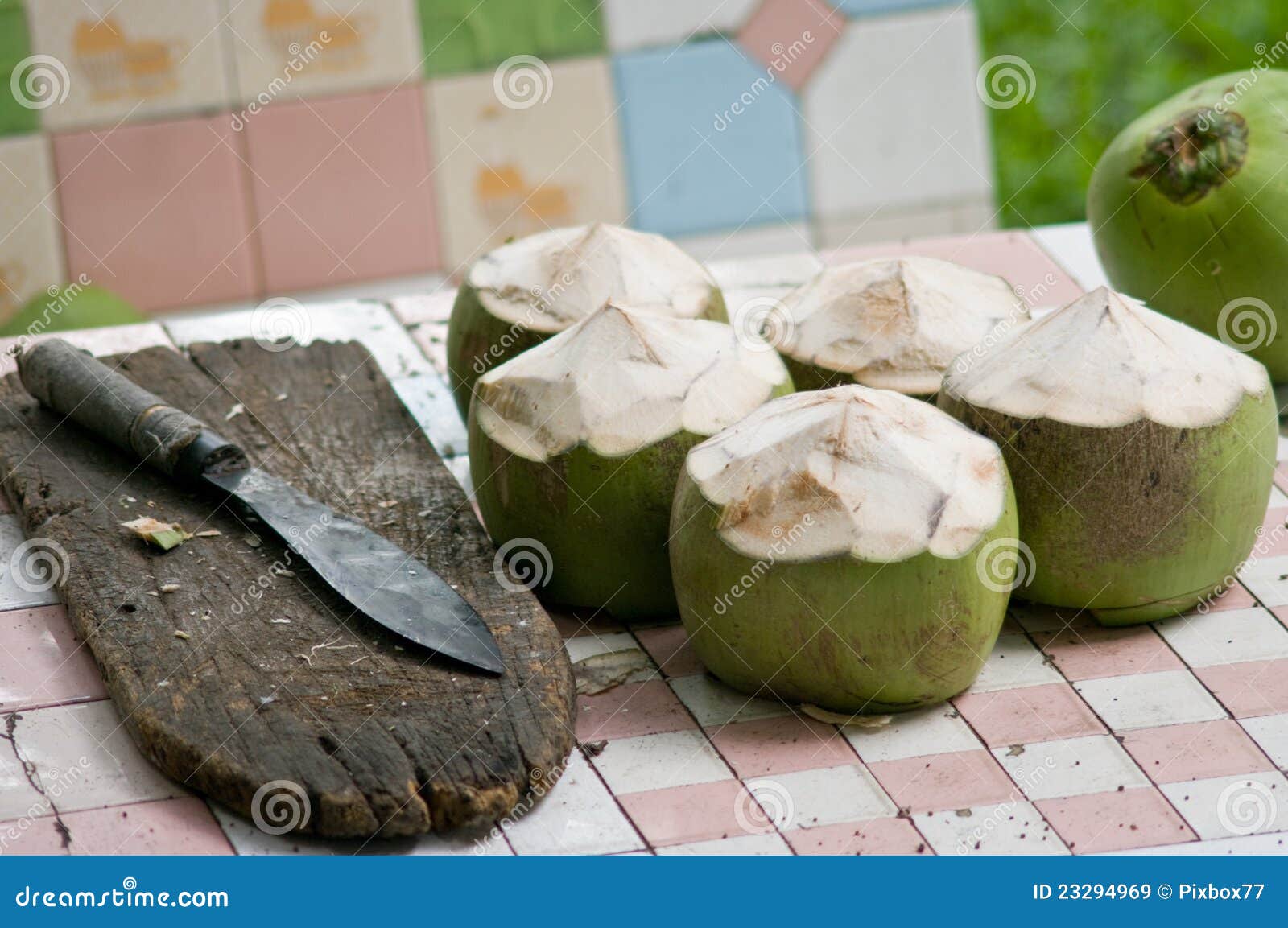 Coconut with knife stock image. Image of tropical, prepare - 23294969