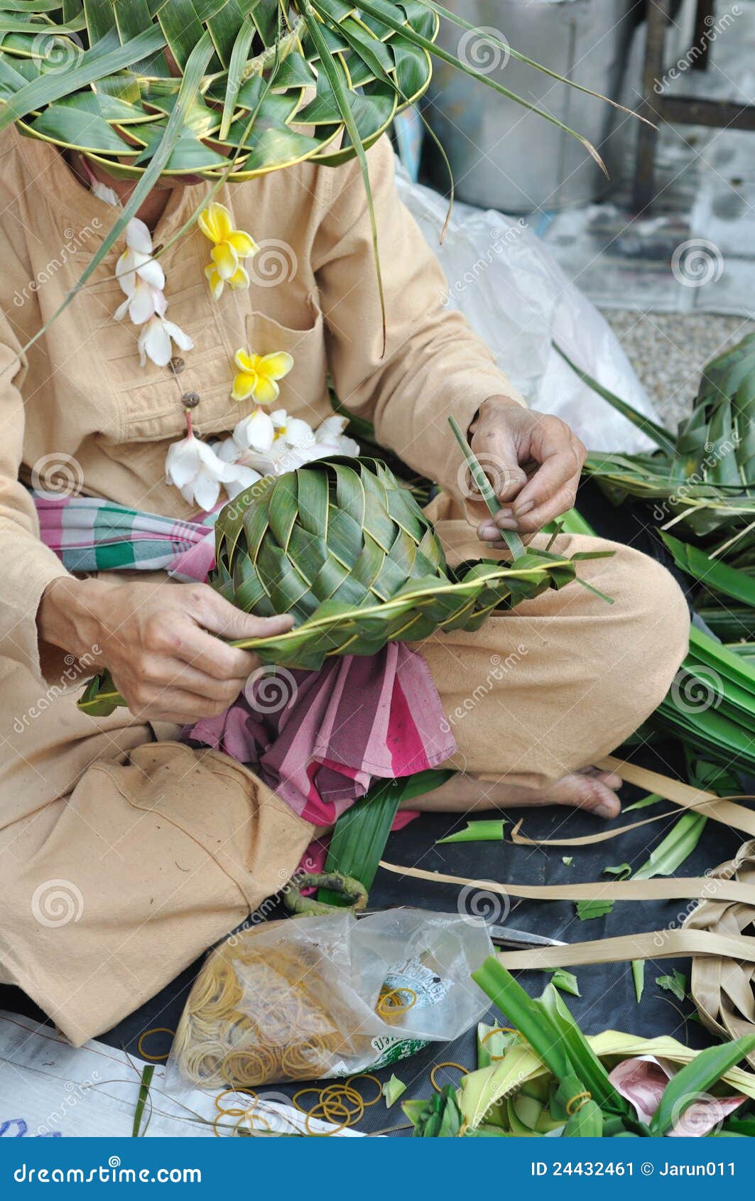 Coconut leaf hat stock image. Image of leaf, handwork - 24432461