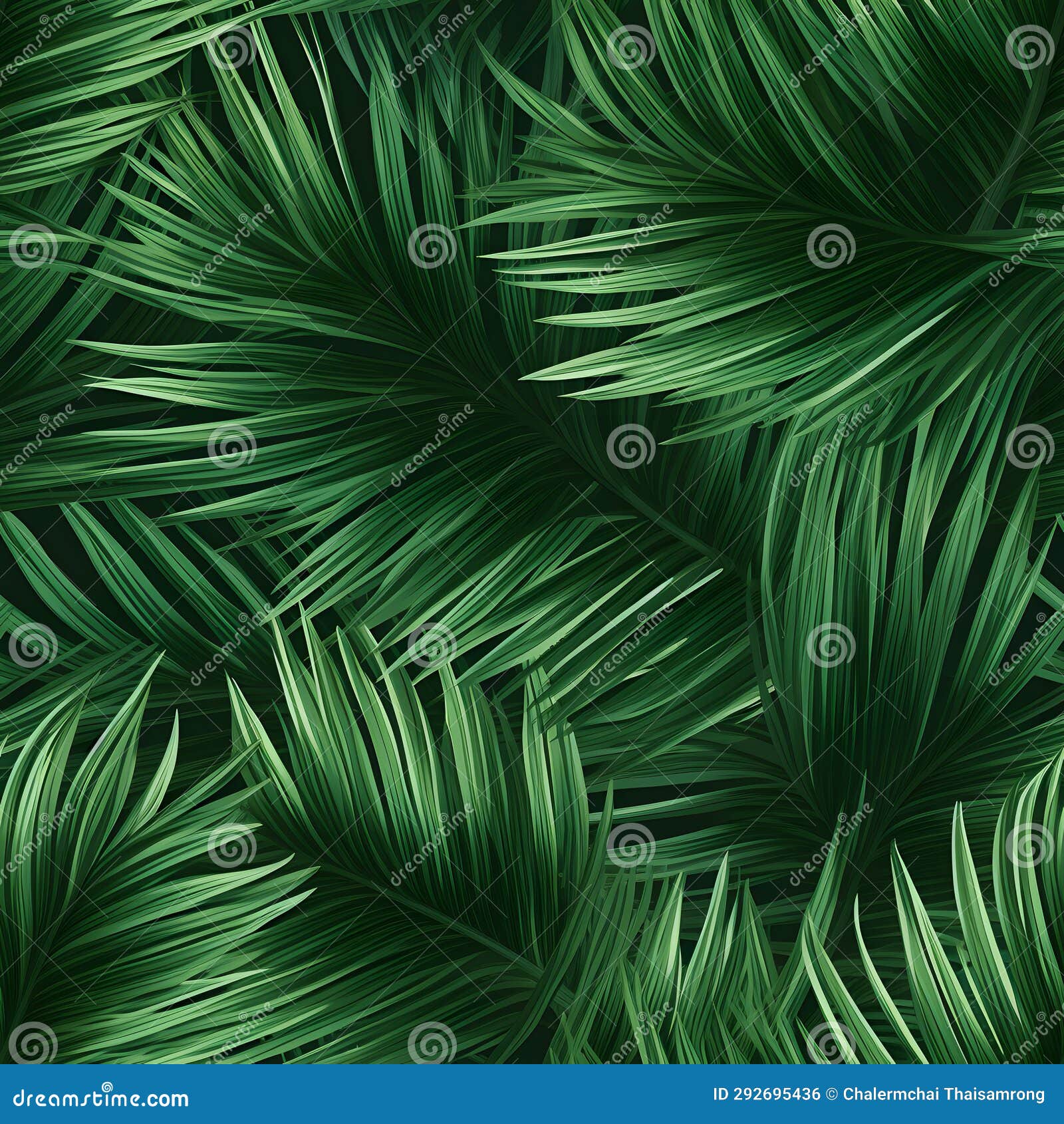 Coconut Leaves Seamless Pattern on a Green Background by Generative AI ...