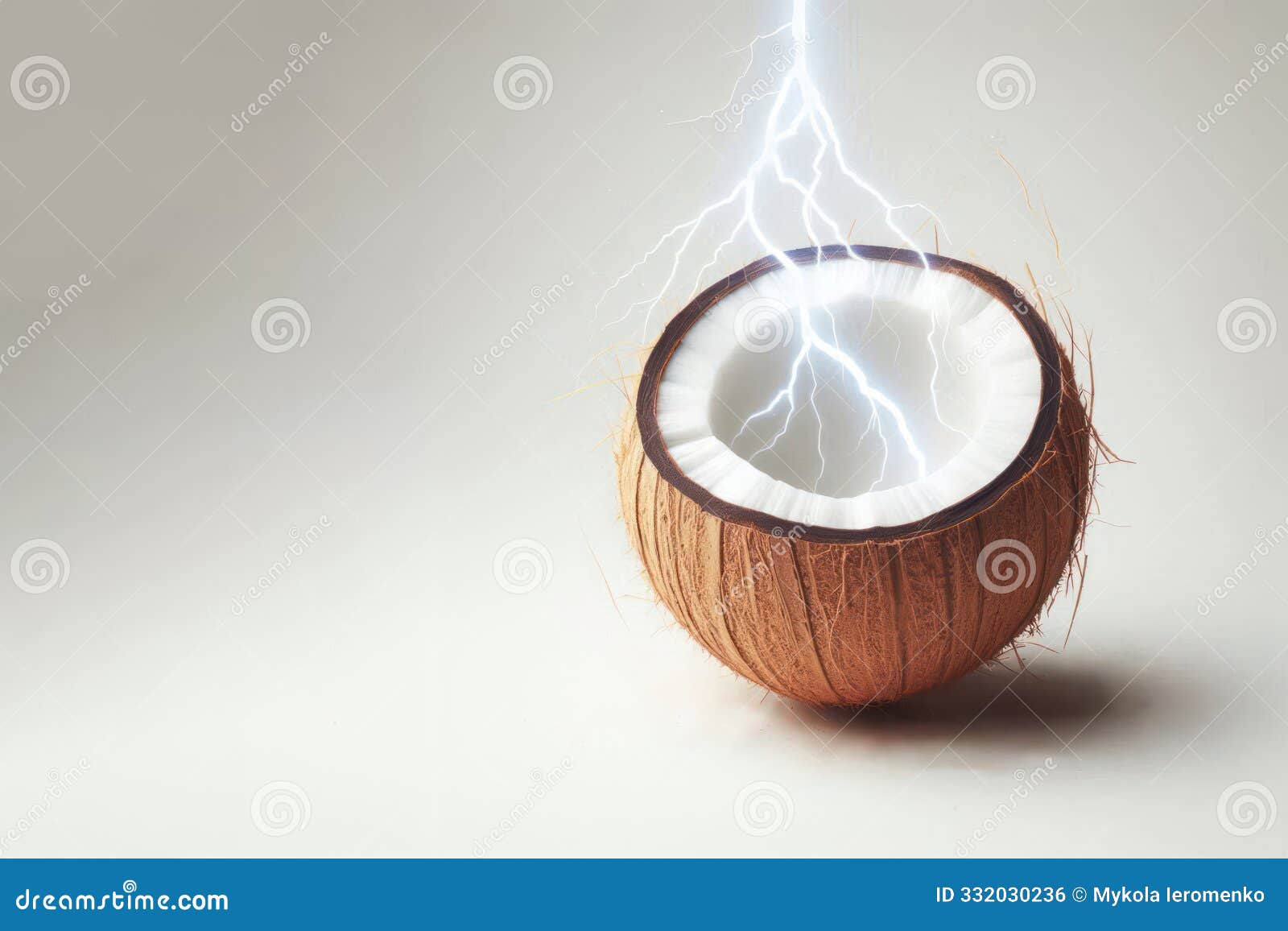 Coconut with Lightning Discharge. Space for Text. Stock Illustration ...