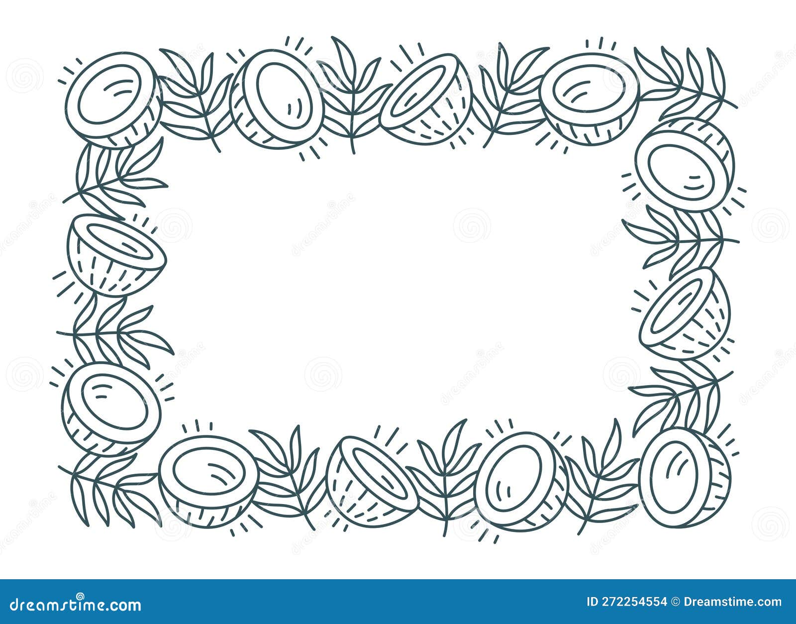 Coconut Line Square Frame Background Pattern. Editable Outline Stroke ...