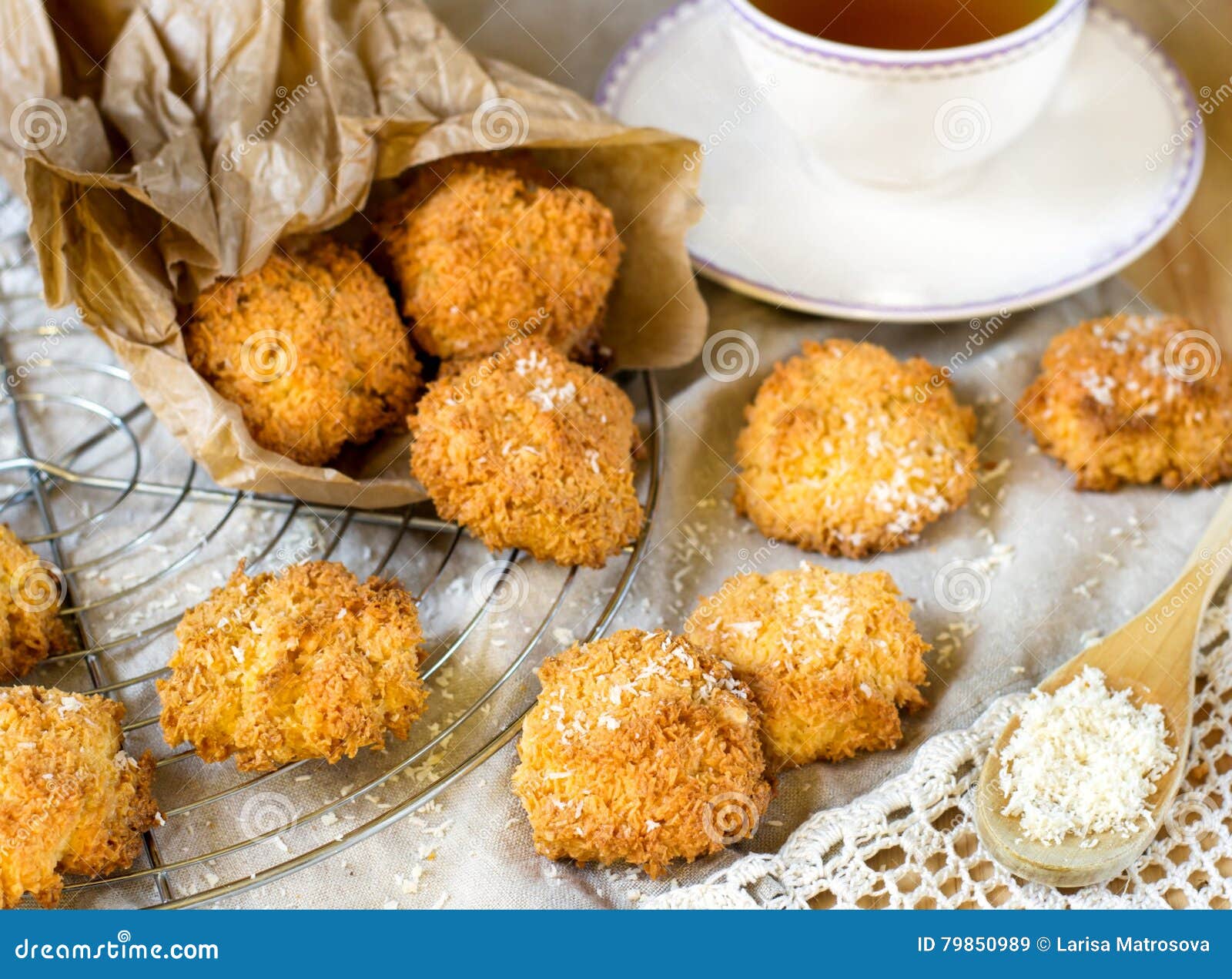 Coconut macaroon cookies stock image. Image of food, congolais - 79850989