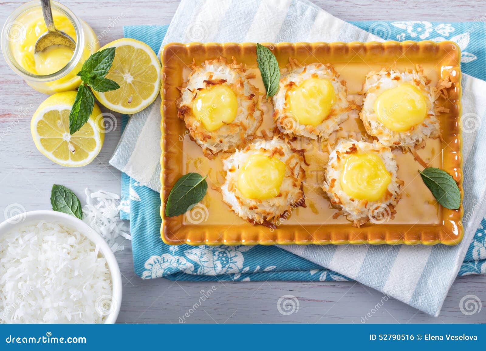 Coconut Macaroon Cookies with Lemon Curd Stock Photo - Image of bakery ...