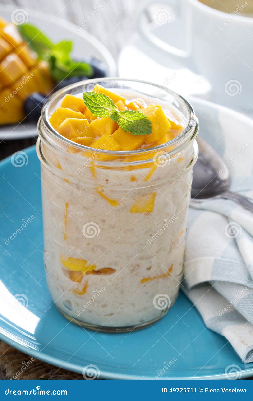 Coconut mango rice pudding stock image. Image of gourmet - 49725711