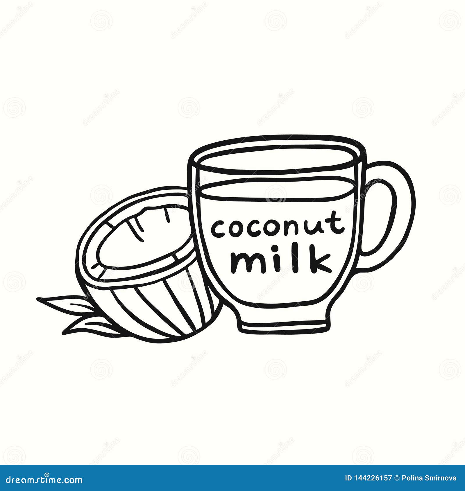 Coconut Milk in Cup Doodle Vector Illustration Stock Illustration ...