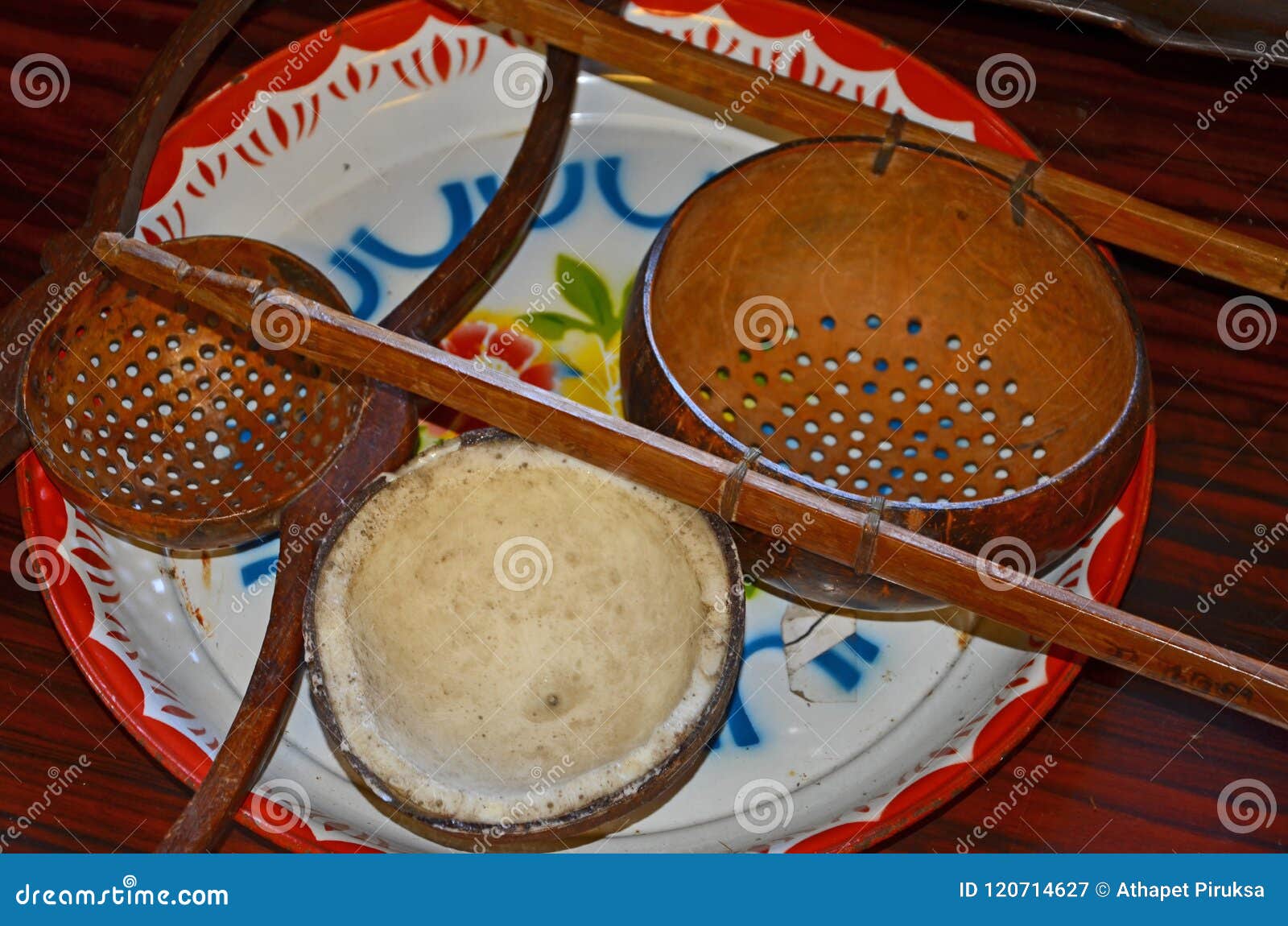Coconut Milk Filter Tools of Ancient Thai People Stock Image - Image of ...