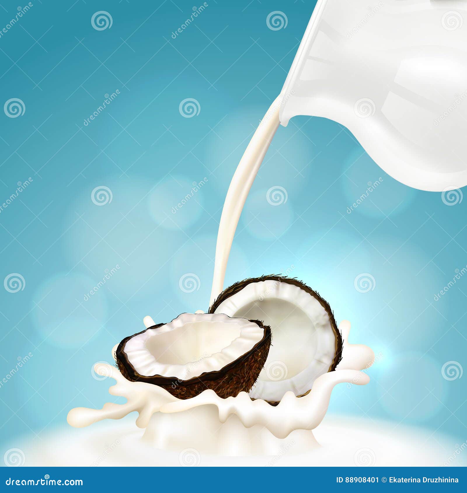Coconut and milk stock vector. Illustration of sweet - 88908401