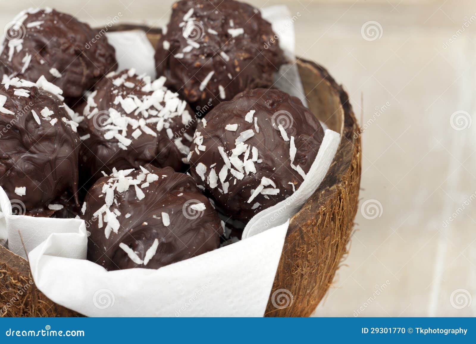 Coconut Milk Rice Truffles and a Bowl Stock Photo - Image of shell ...