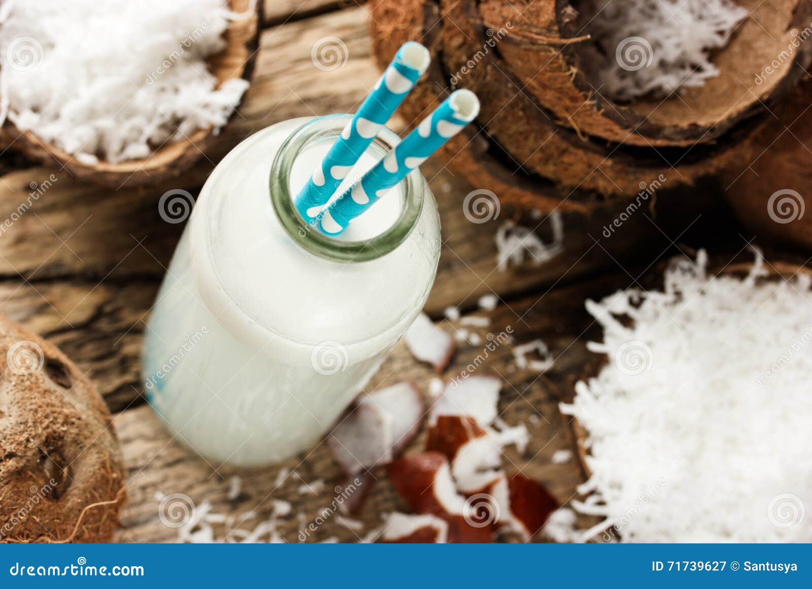 Coconut Milk Shake in a Bottle Stock Image - Image of food, milkshake ...