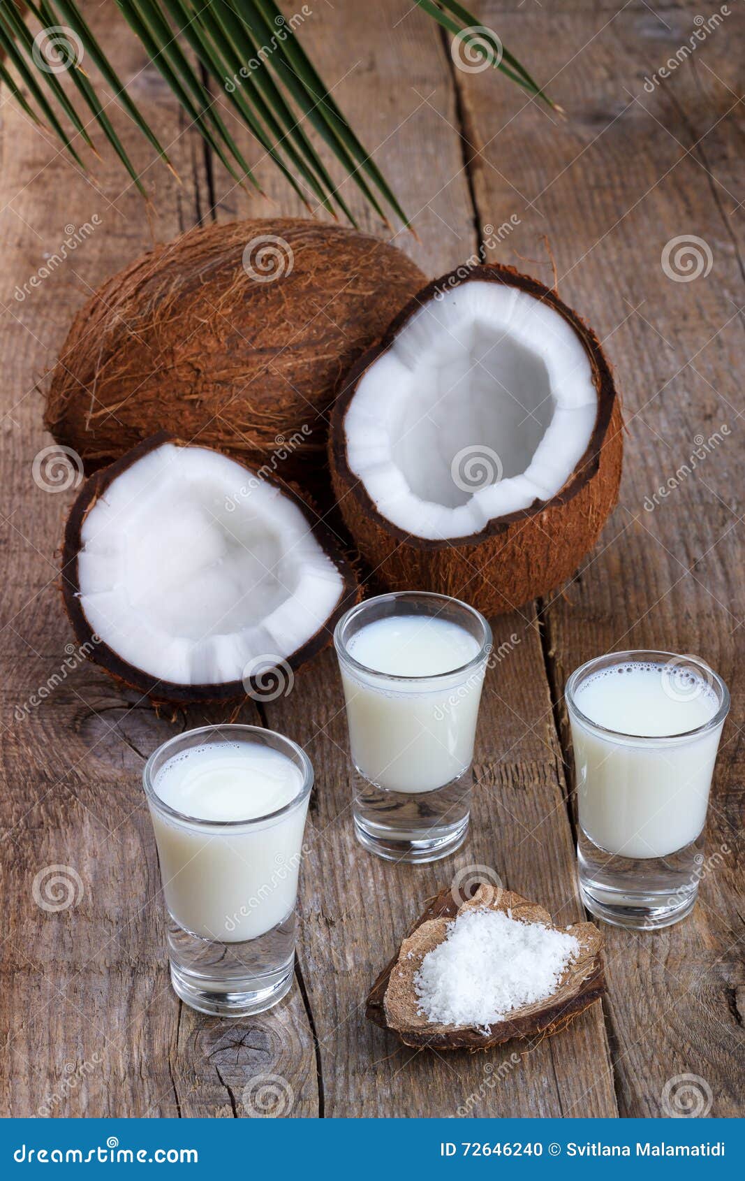 Coconut milk and shells stock photo. Image of delicious - 72646240