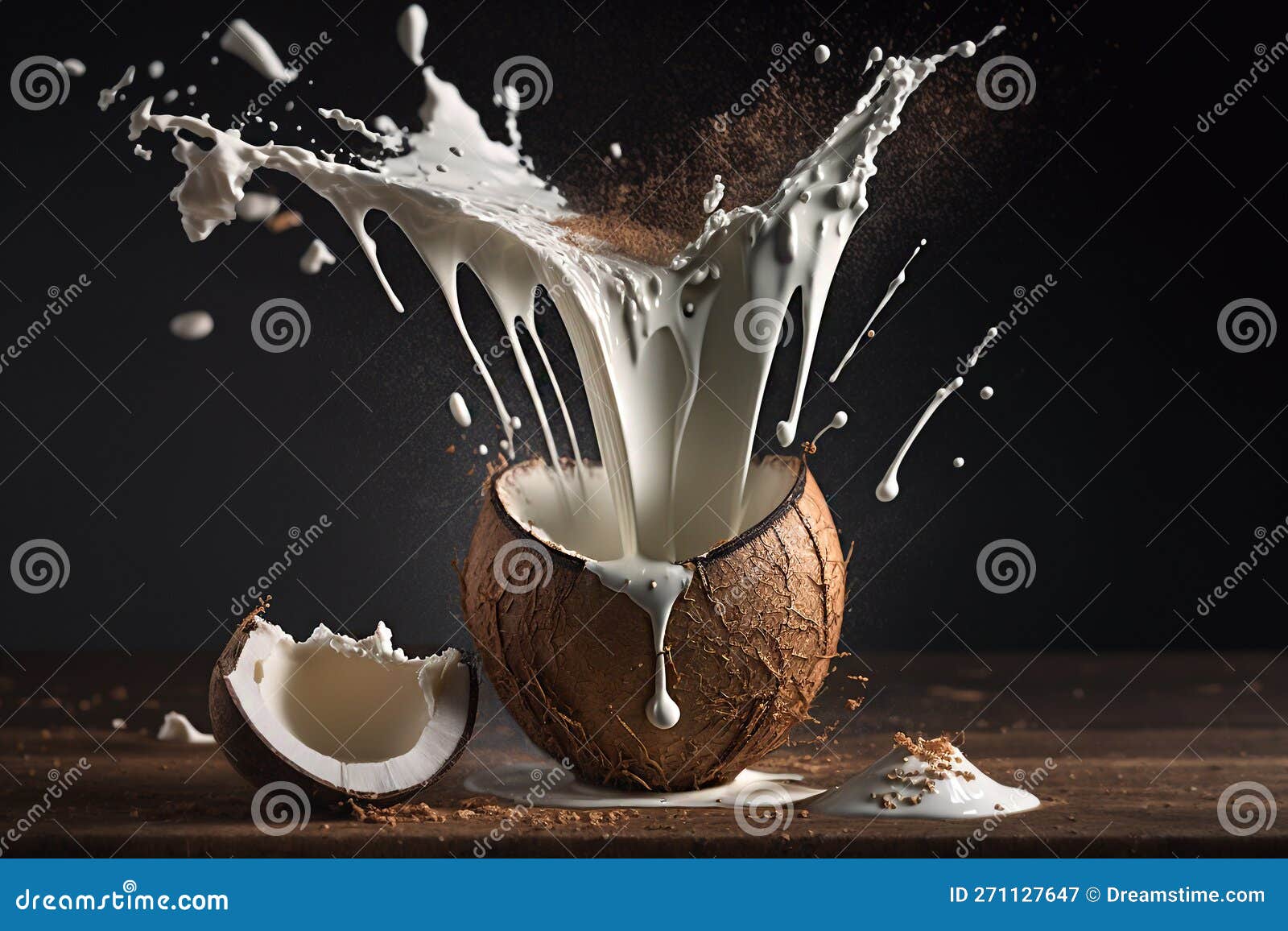 Coconut Milk Splash Generative AI Stock Illustration - Illustration of ...
