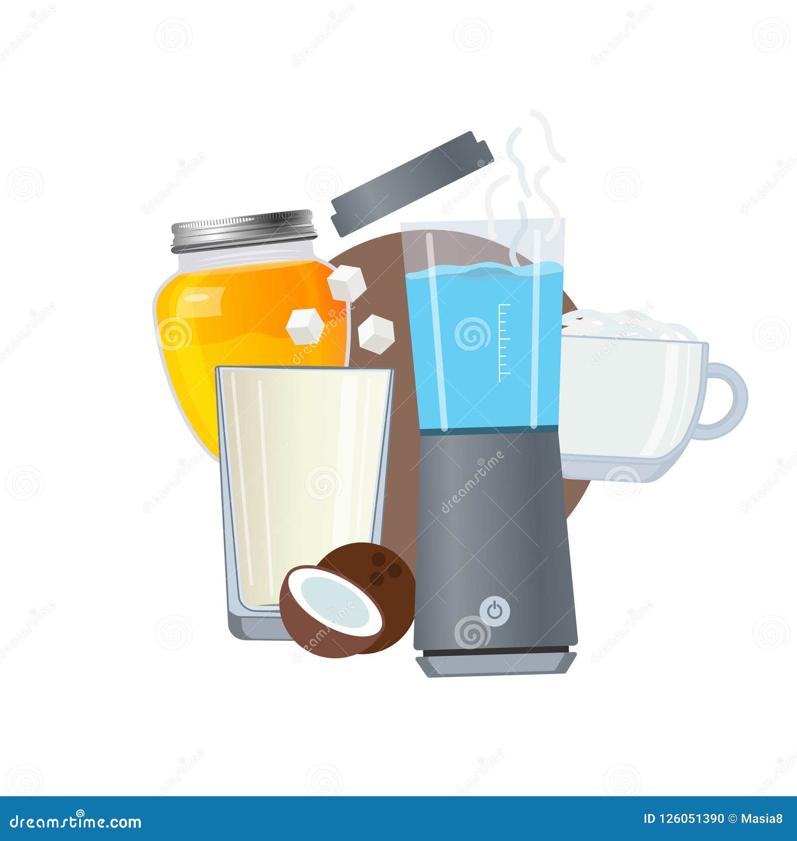 Coconut Milk Vector Illustration Stock Illustration - Illustration of ...
