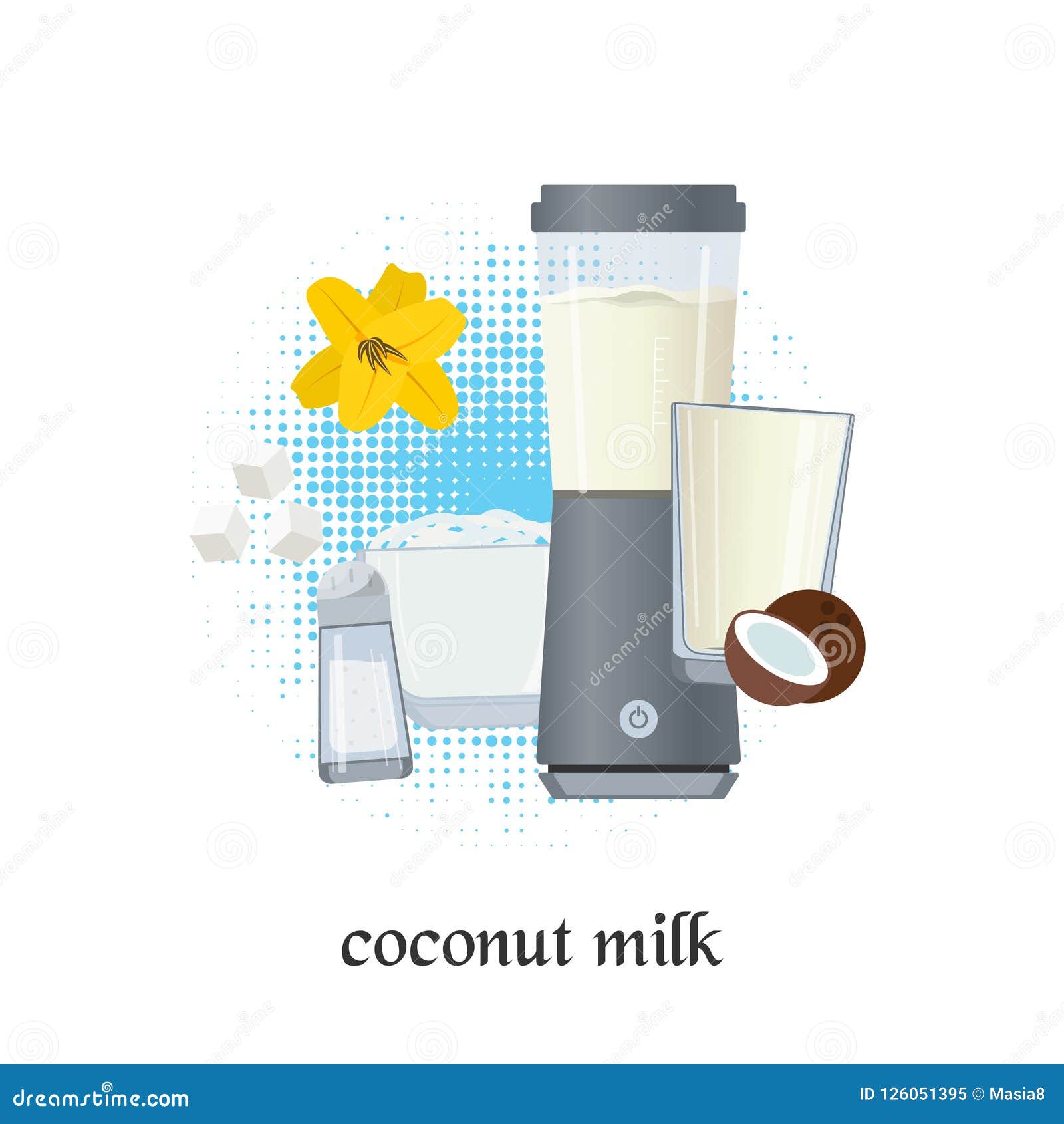 Coconut Milk Vector Illustration Stock Illustration - Illustration of ...