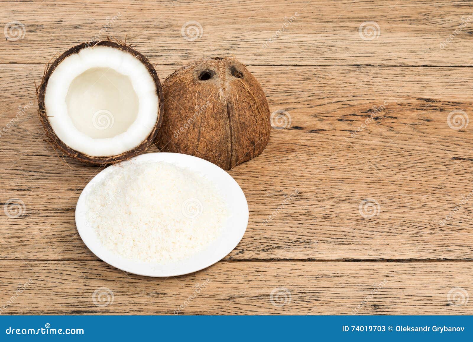 Coconut on the old board stock image. Image of nature - 74019703