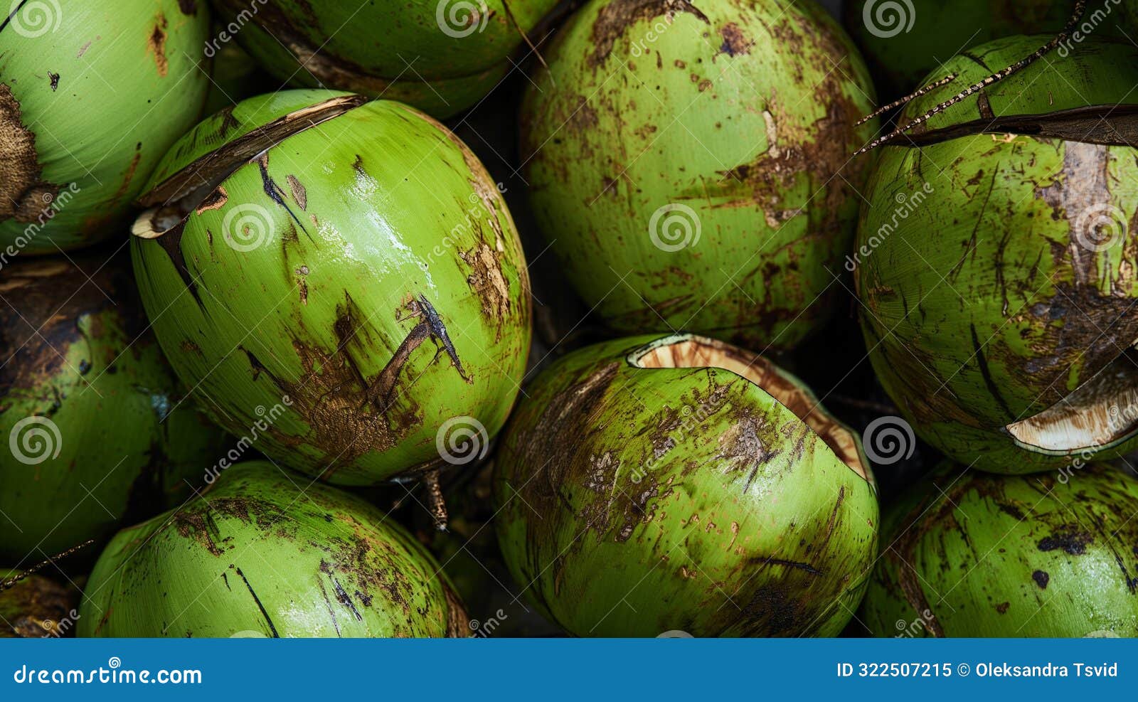 Coconut with Palm Leaves Background, Green Coconut Shells Stock Image ...