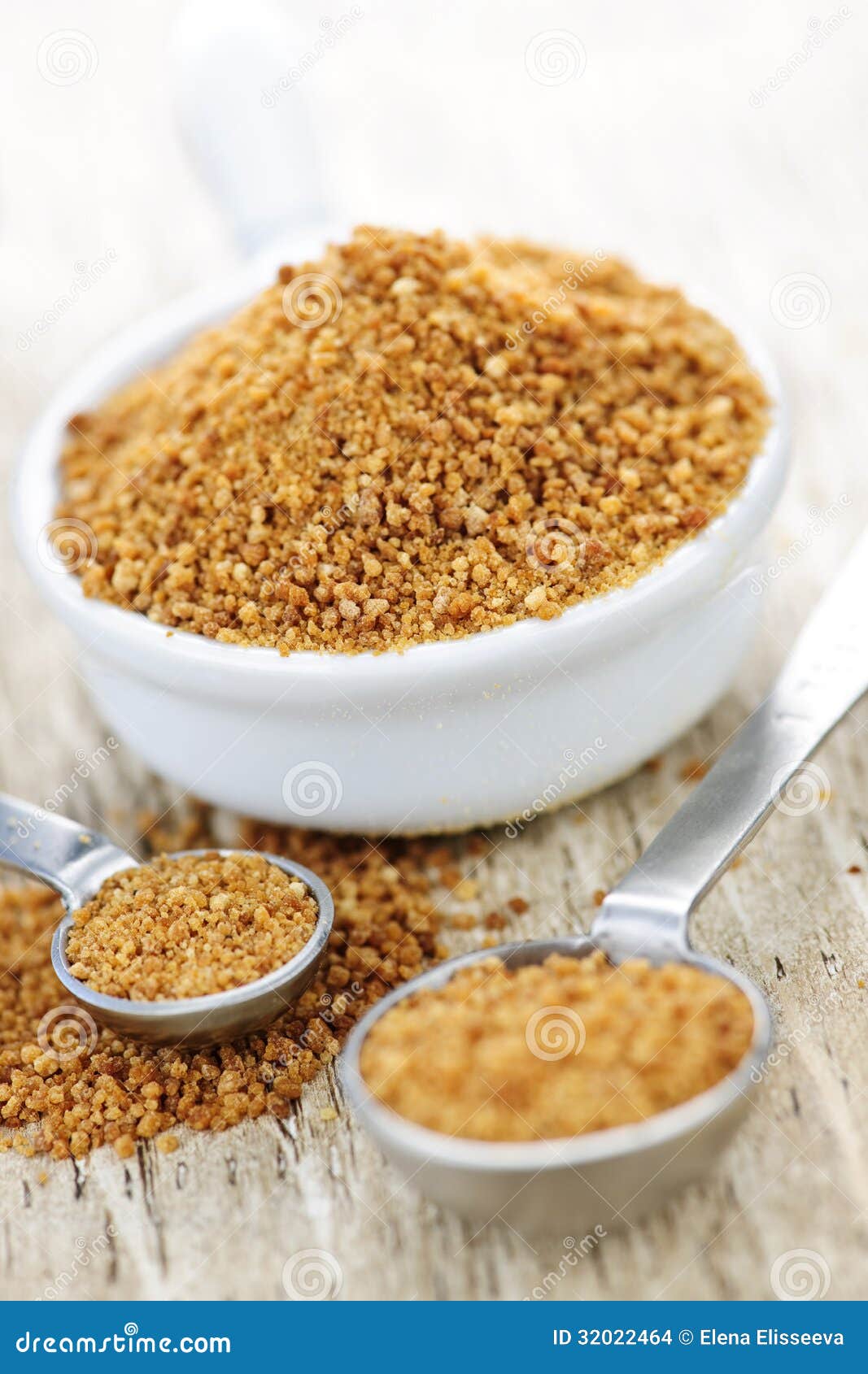 Coconut Palm Sugar in Measuring Spoons Stock Photo - Image of heap ...