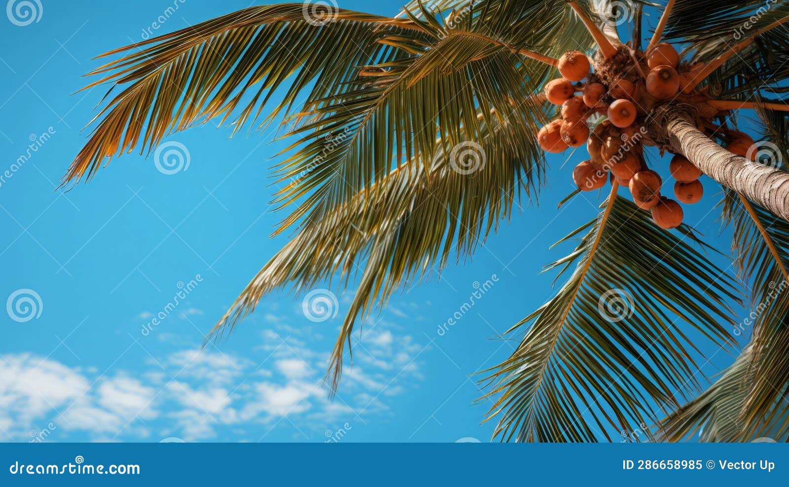 Coconut Palm Tree and Blue Sky. Generative AI. Stock Illustration ...