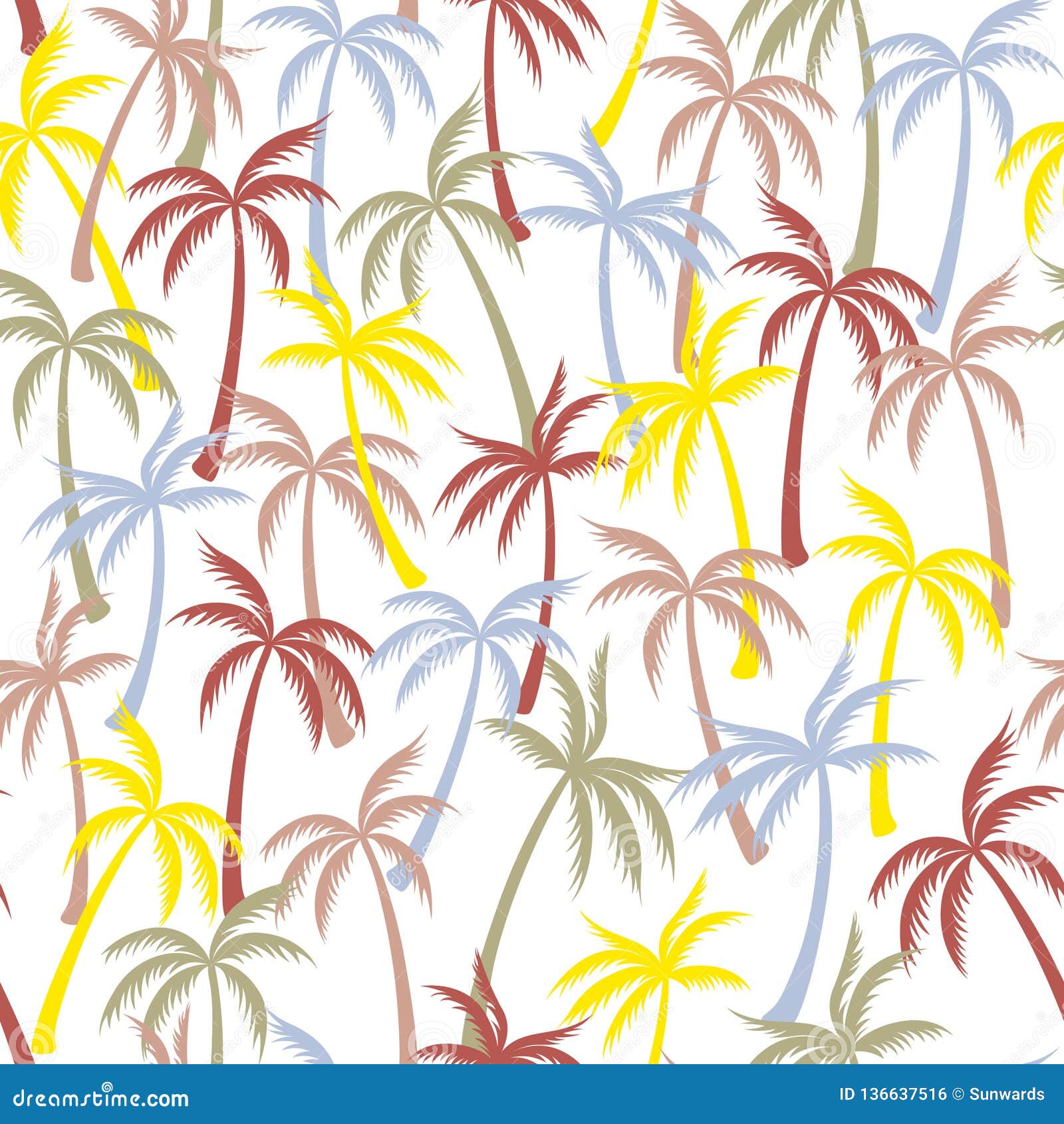 Coconut Palm Tree Pattern Textile Seamless Stock Vector - Illustration ...