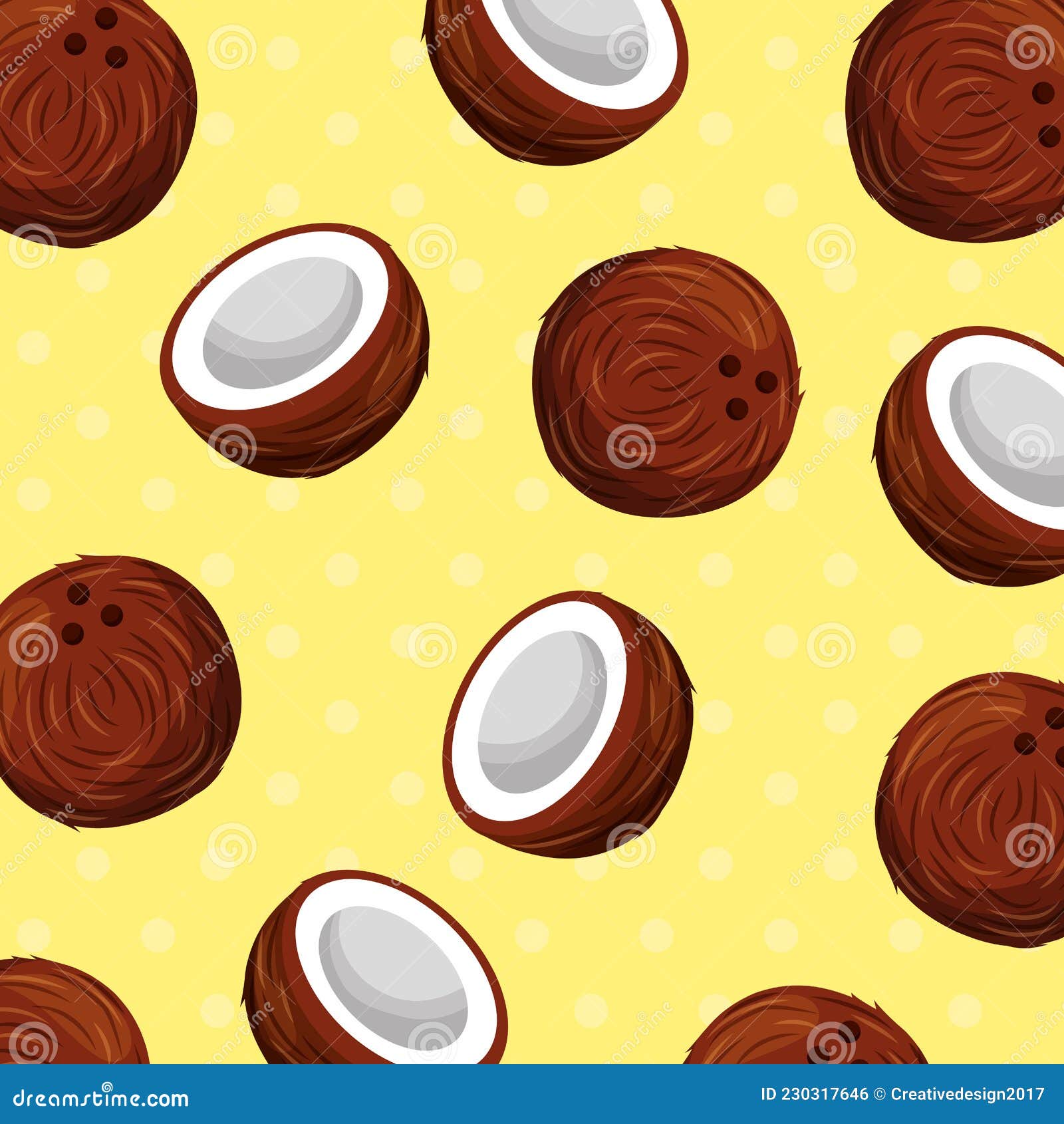 Coconut pattern vector stock vector. Illustration of organic - 230317646