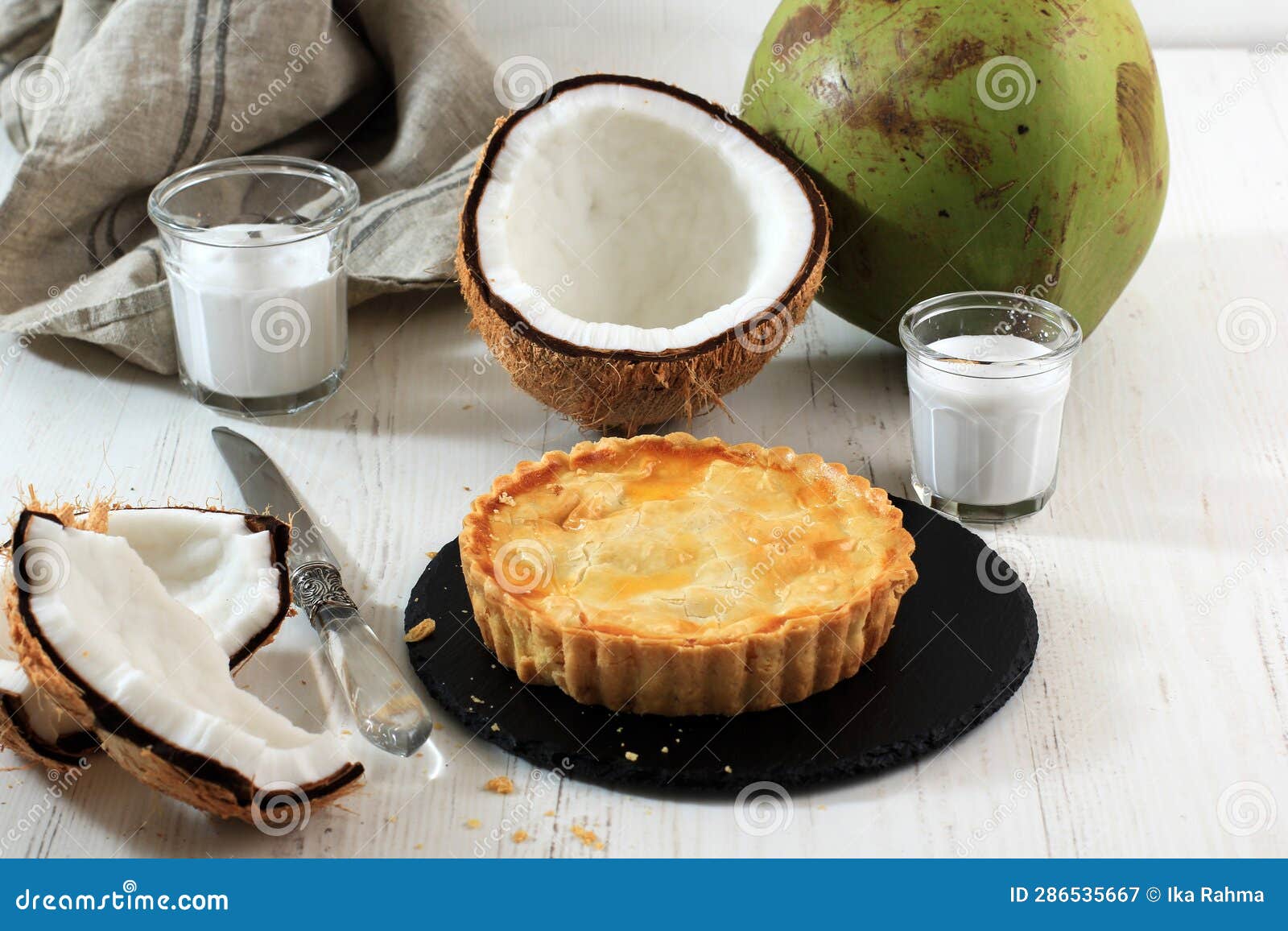 Coconut Pie Buko Thai Dessert on Black Slate Plate Stock Image - Image ...
