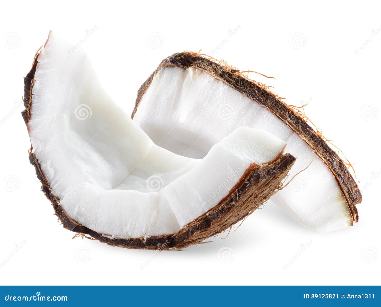 Coconut Pieces Isolated on a White Background Stock Image - Image of ...