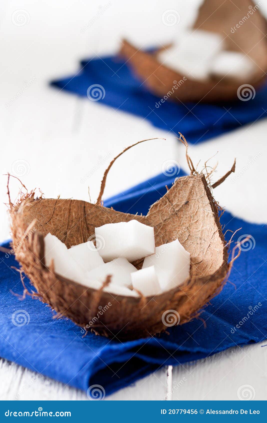Coconut Pieces in a Shell stock photo. Image of life - 20779456