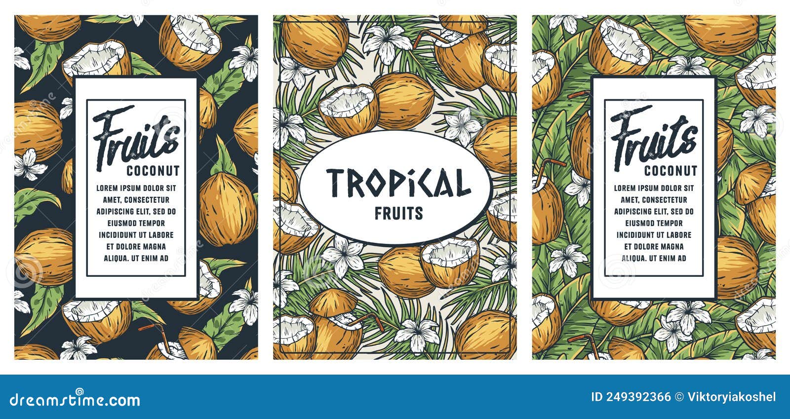 Coconut Poster. Summer Exoic Fruit and Nuts Design Stock Vector ...