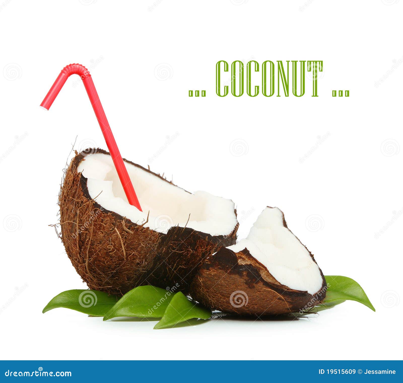 Coconut with red straw stock image. Image of green, leaf - 19515609