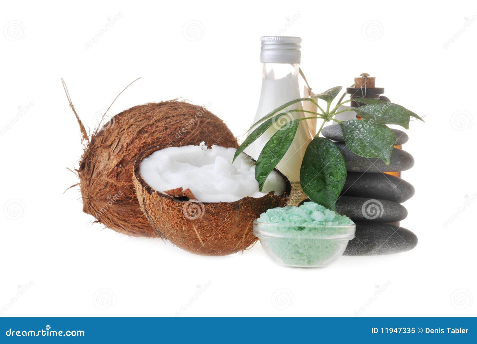 Coconut,salt and stones stock image. Image of objects - 11947335